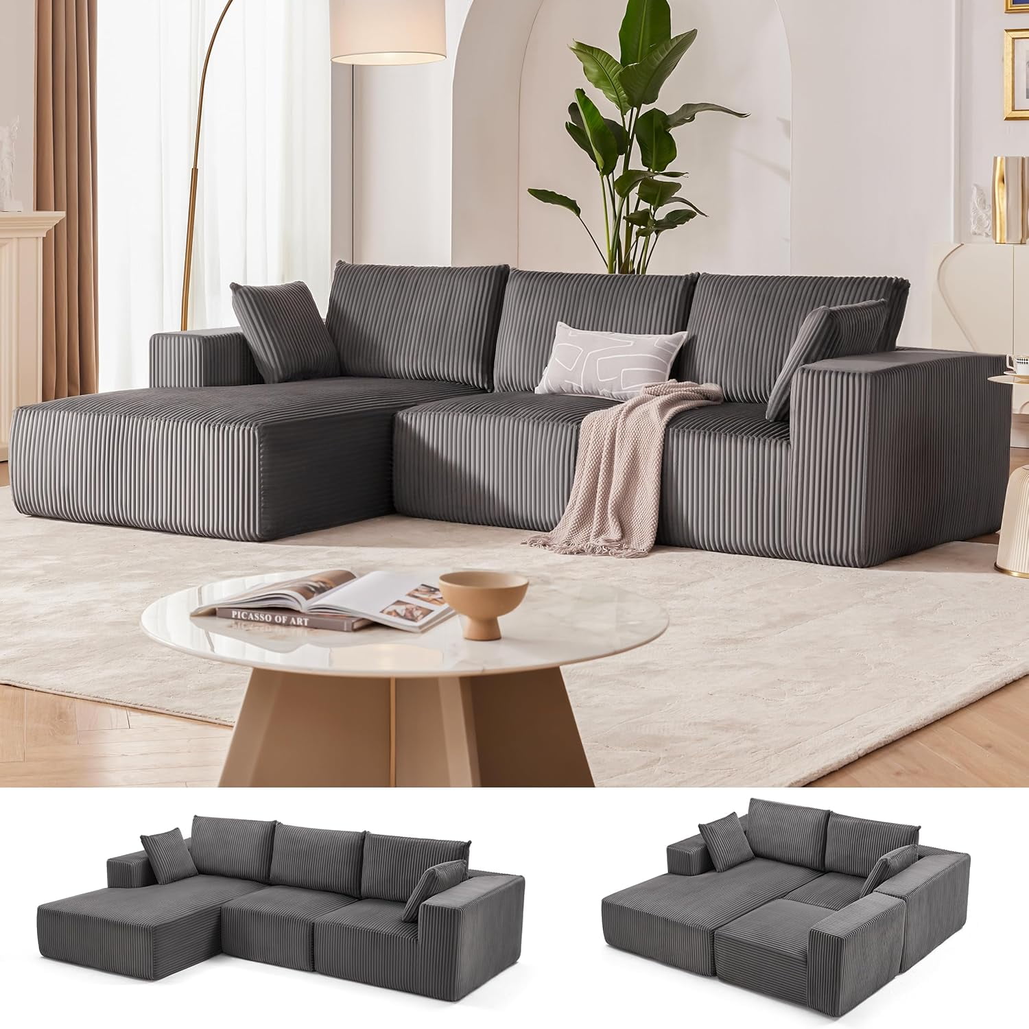 Puremind 108” Modular Sectional Sofa, Cloud Sectional Couch with Deep ...