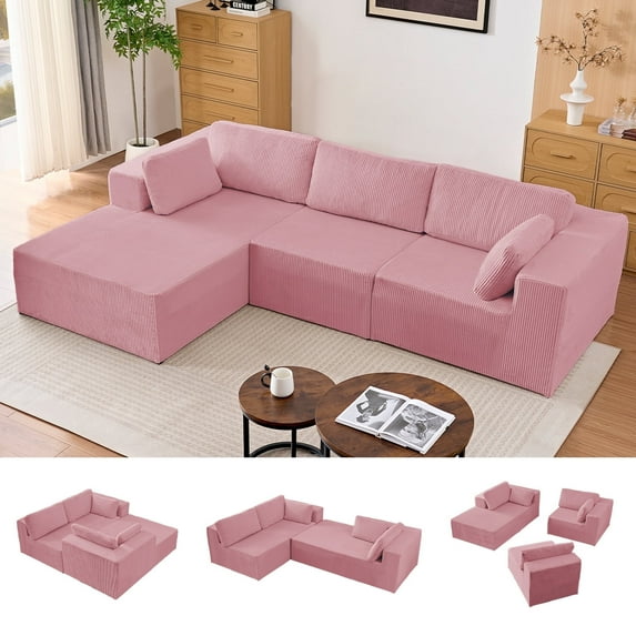 Puremind 109” L Shaped Sectional Sofa, Modular Cloud Couch with Chaise ...