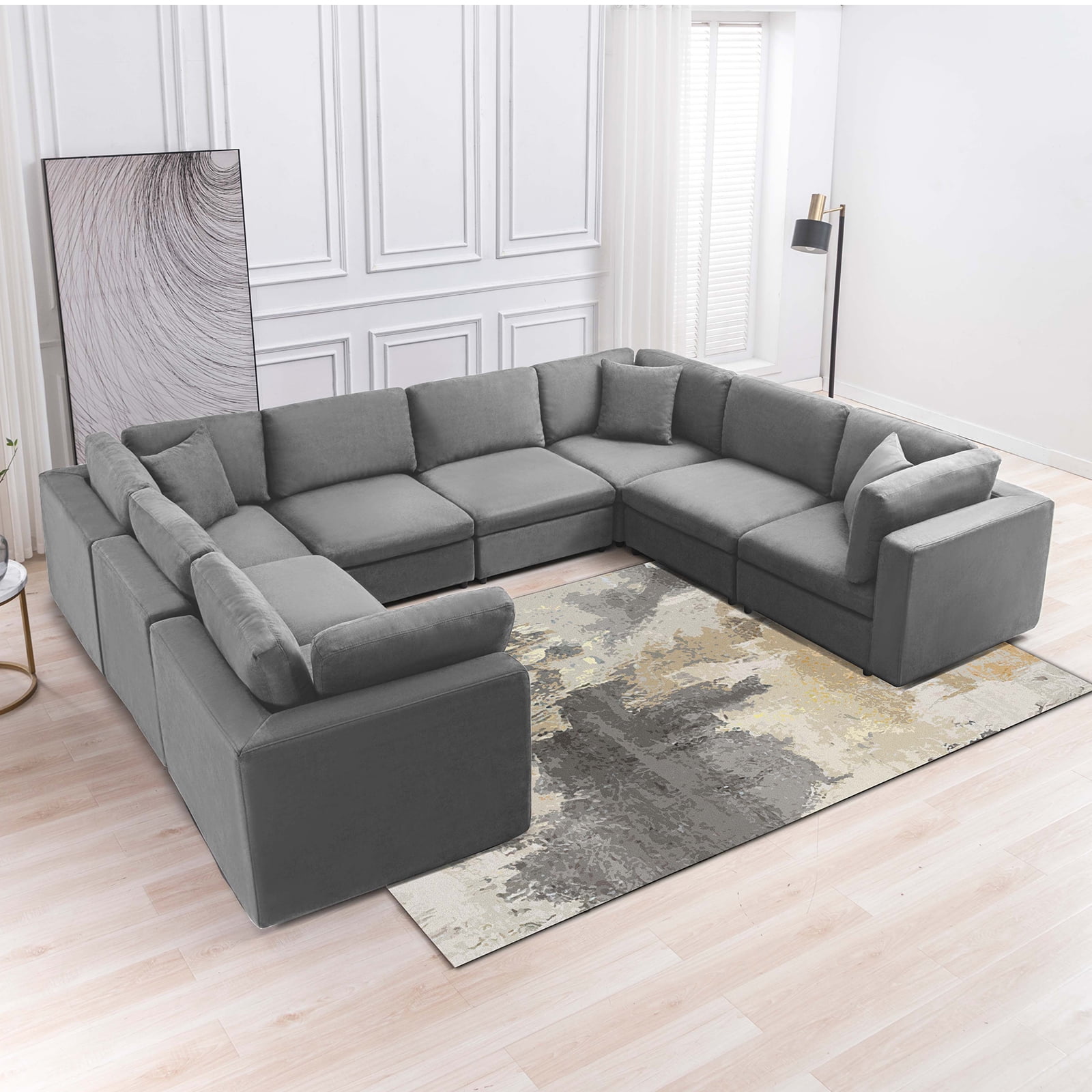 Puremind 144" Oversized U Shaped Sectional Sofa, 8 Seat Modular Couches ...