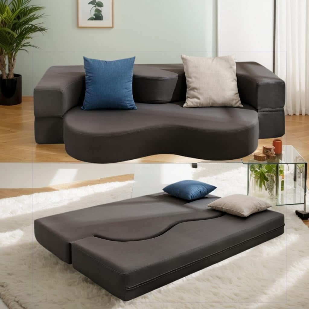 Puremind 2-in-1 Queen Folding Floor Sofa Bed,Futon Sofa Bed,Fold Out ...