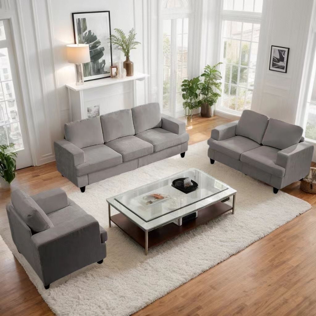 Puremind 3 Piece Living Room Furniture Sets, Sofa and Loveseat Set with ...