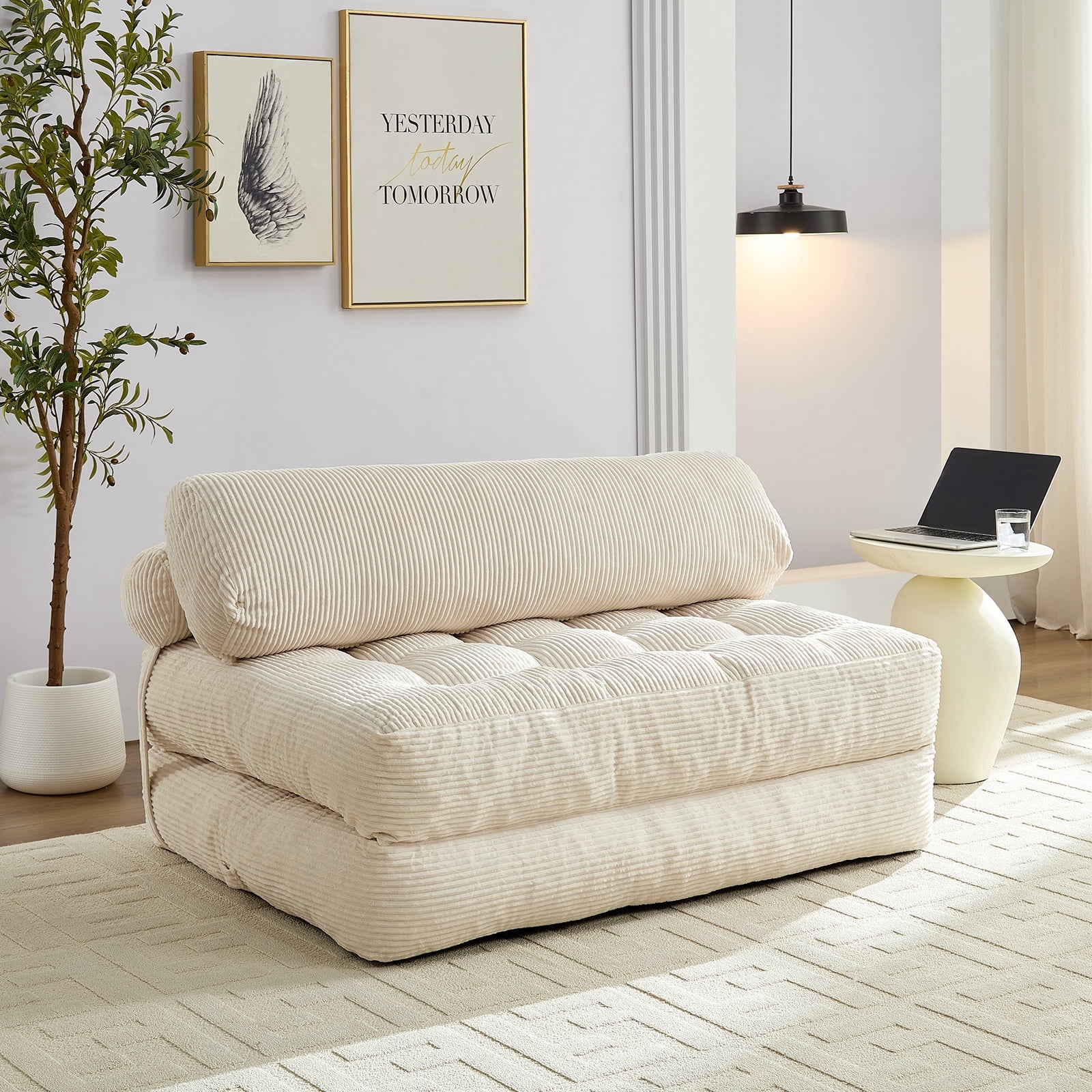 Puremind Folding Sofa Bed, Convertible Floor Couch with Pillow, 73" x ...