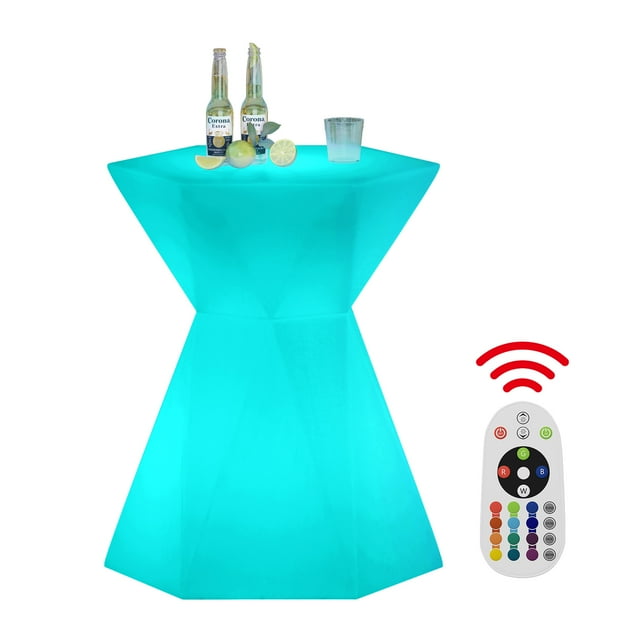 Puremind Hexagonal Shape LED Light Up Bar Table, 16 Color Changing with ...