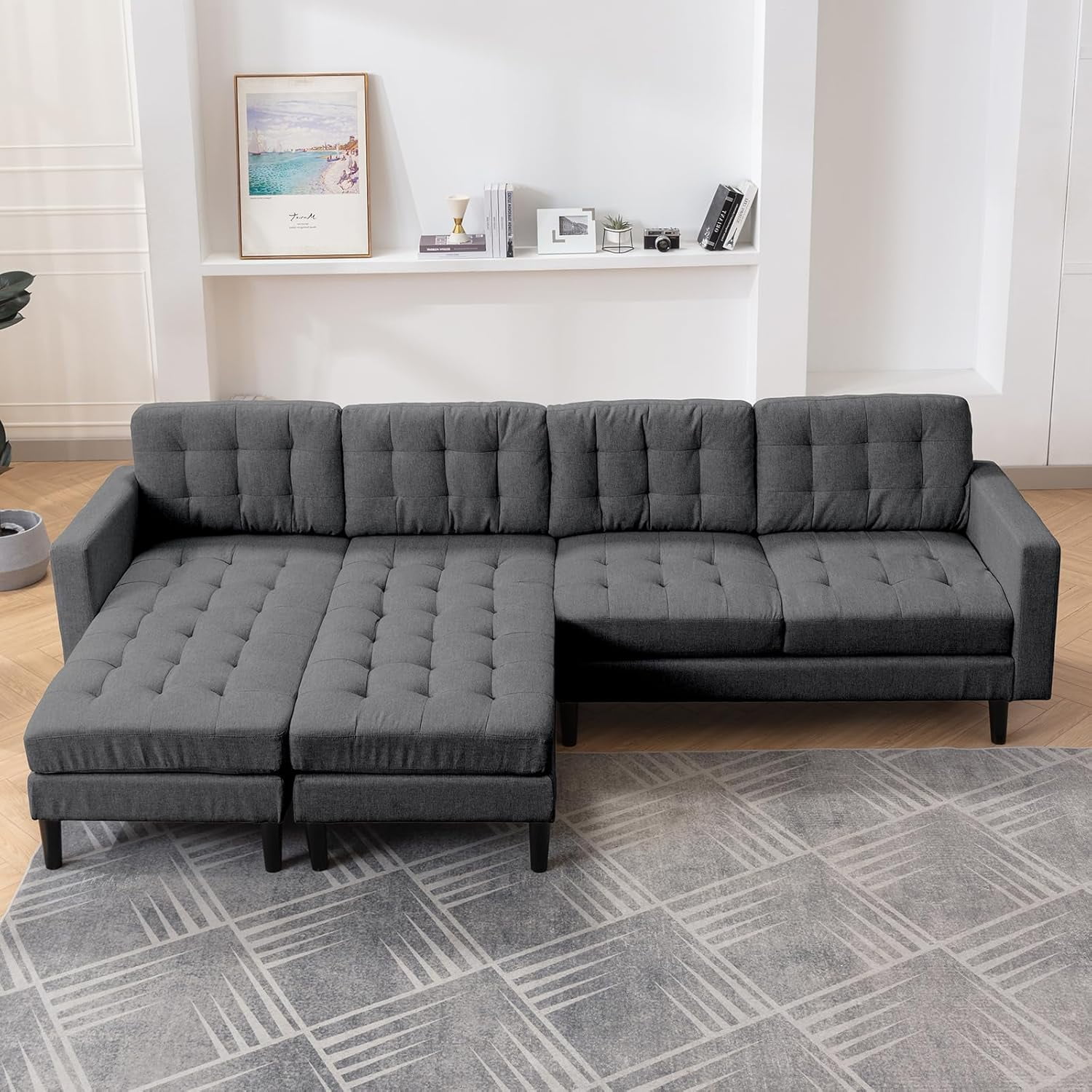 Puremind Oversized Sectional Sofa, Convertible 113 Inch L Shaped Couch ...
