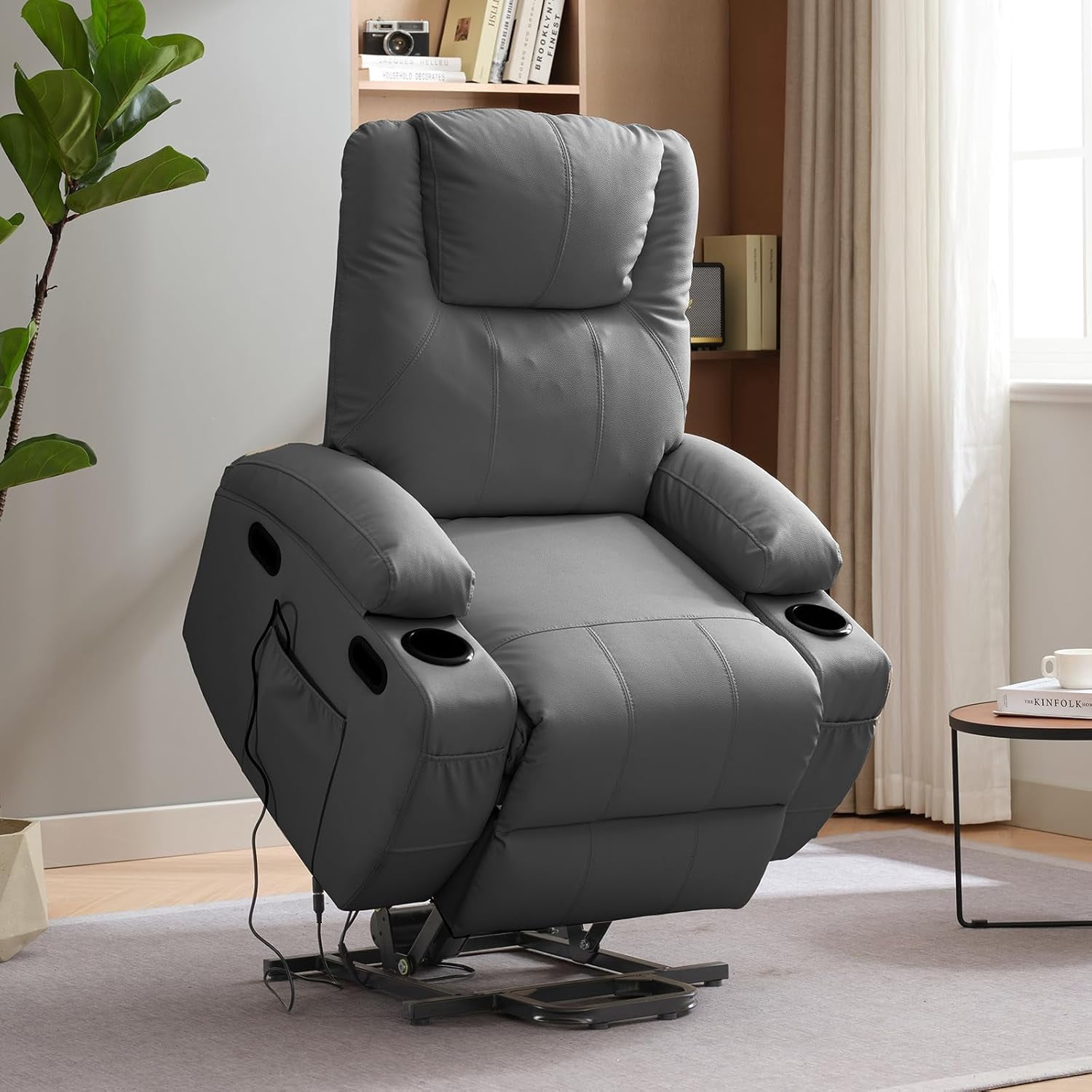 Puremind Power Lift Recliner Chair with Massage and Heating,Faux ...