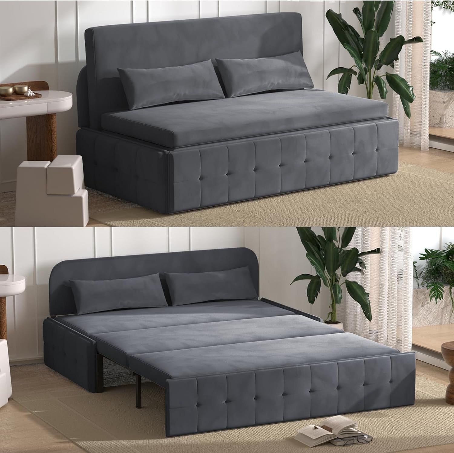 Puremind Queen Size Pull Out Sofa Bed, Convertible Sleeper Sofa with ...