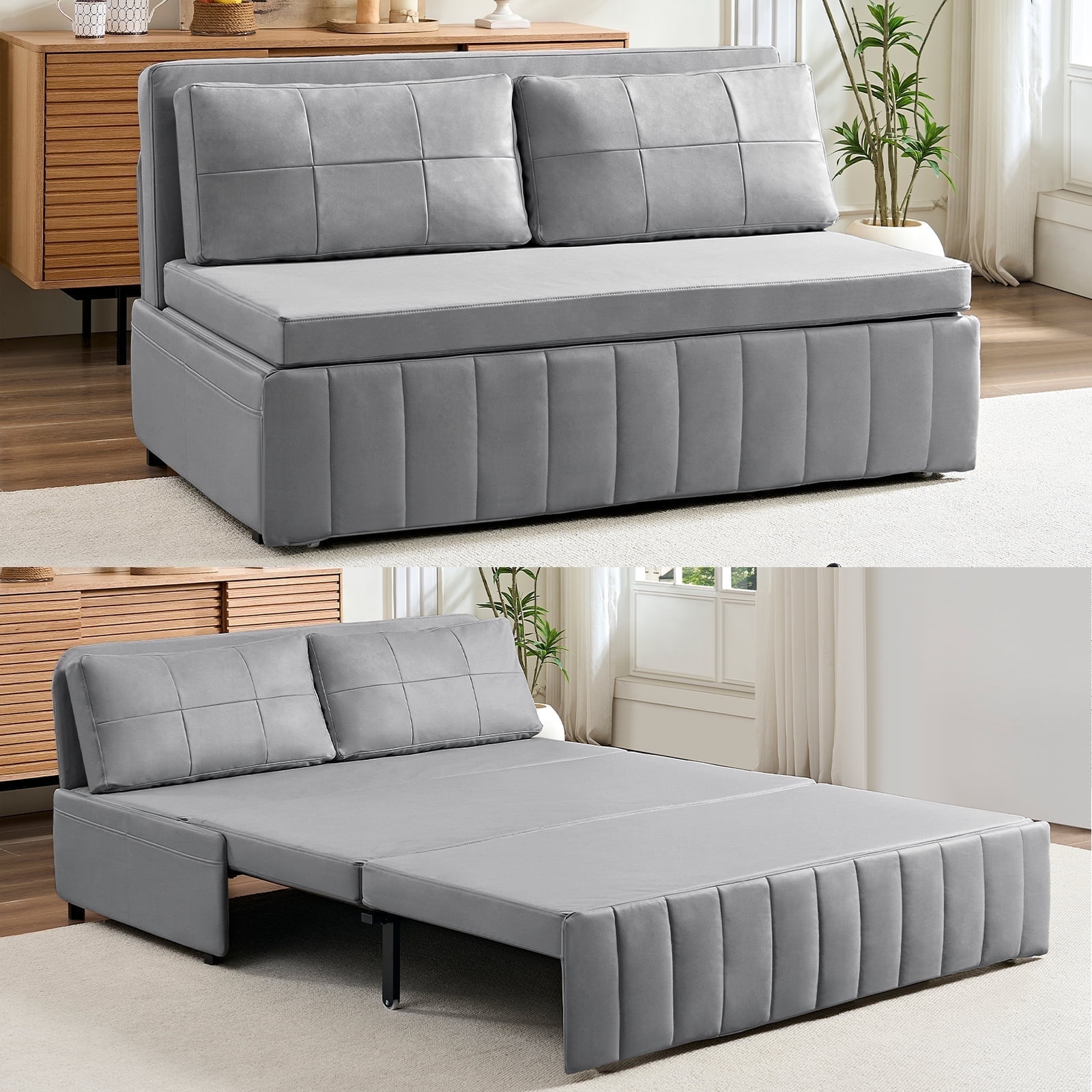 Puremind Queen Size Pull Out Sofa Bed, Convertible Sleeper Sofa with ...