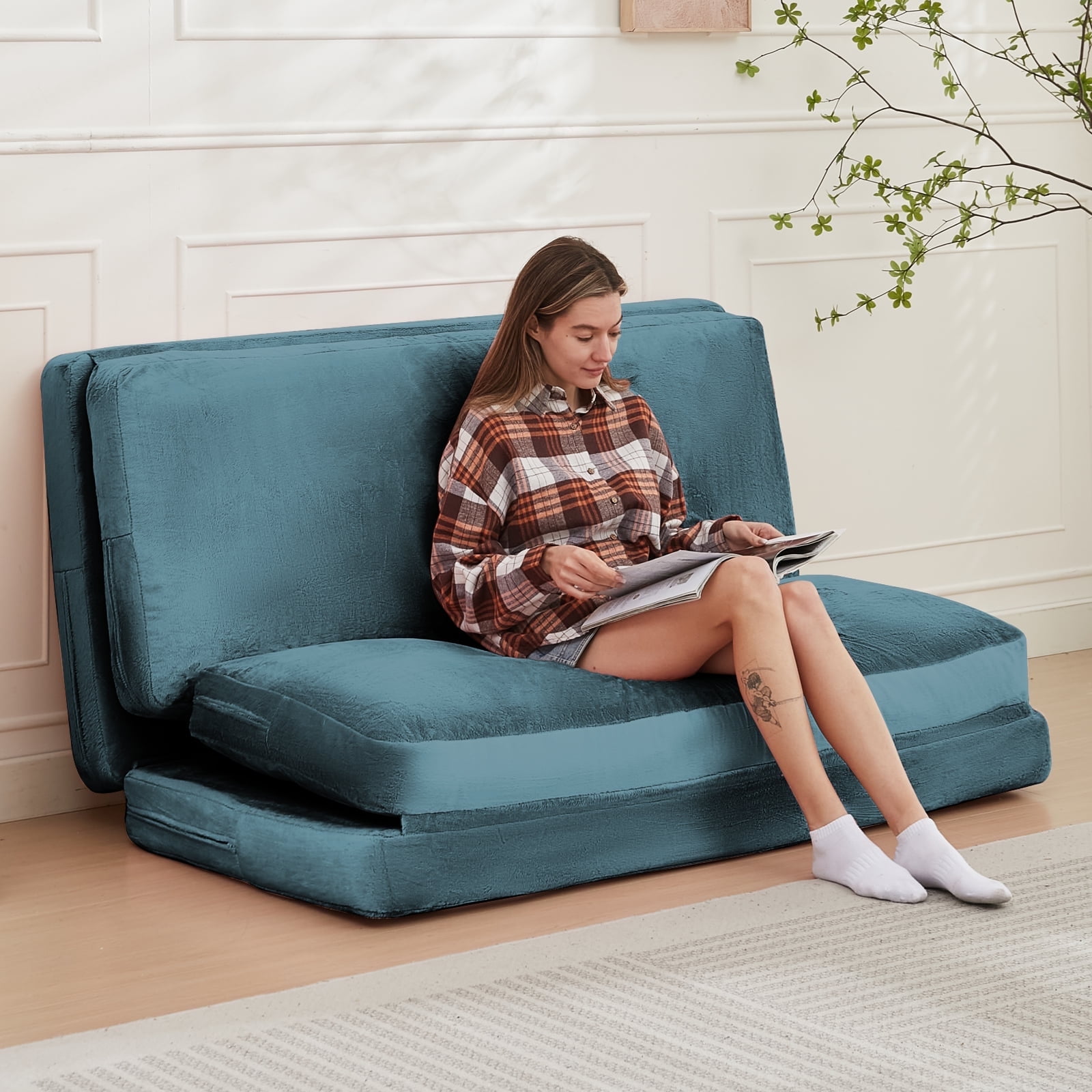 Puremind Single Folding Sofa Bed, Foldable Floor Mattress for Adults ...