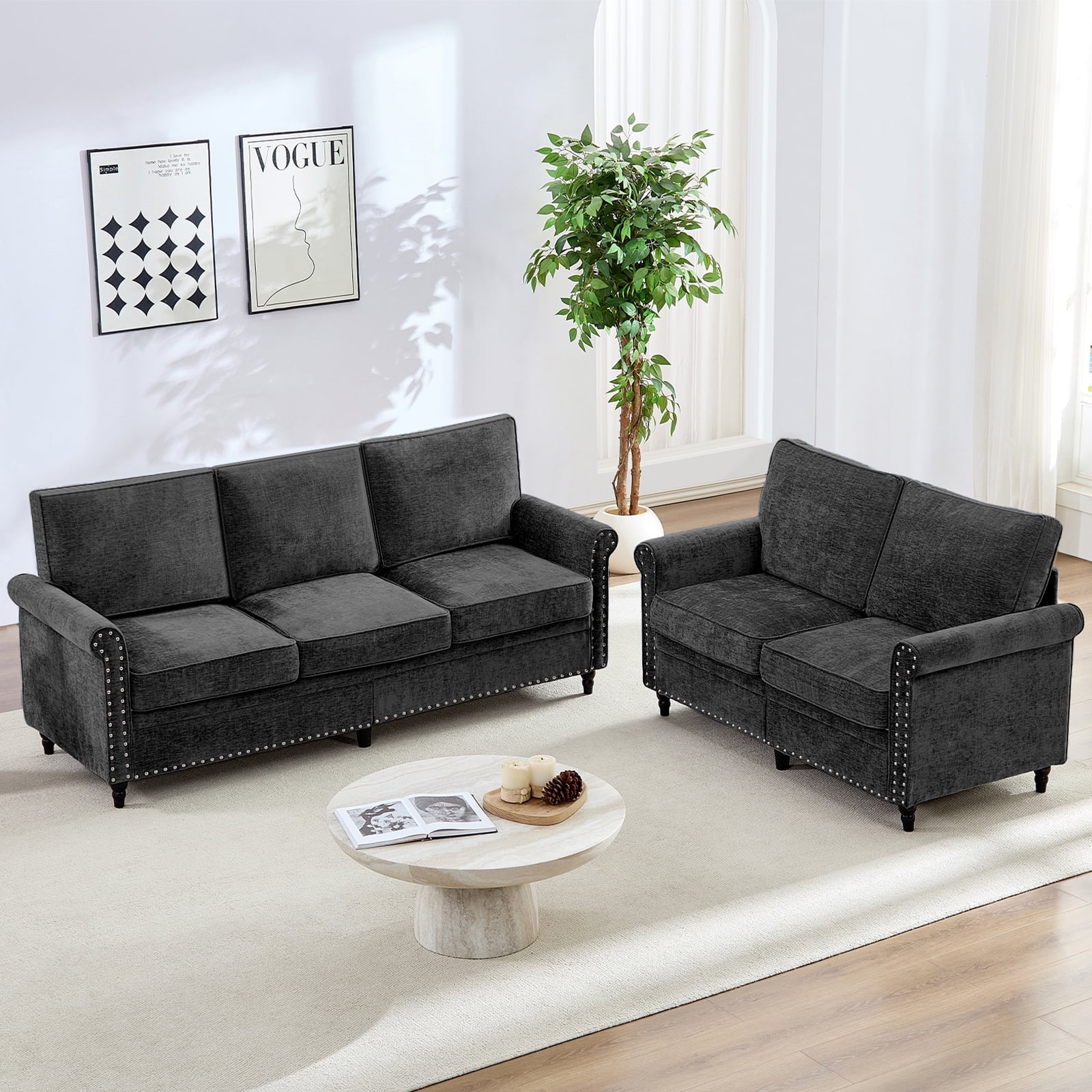 Puremind Sofa and Loveseat Set, 2 Piece Living Room Furniture Sets ...