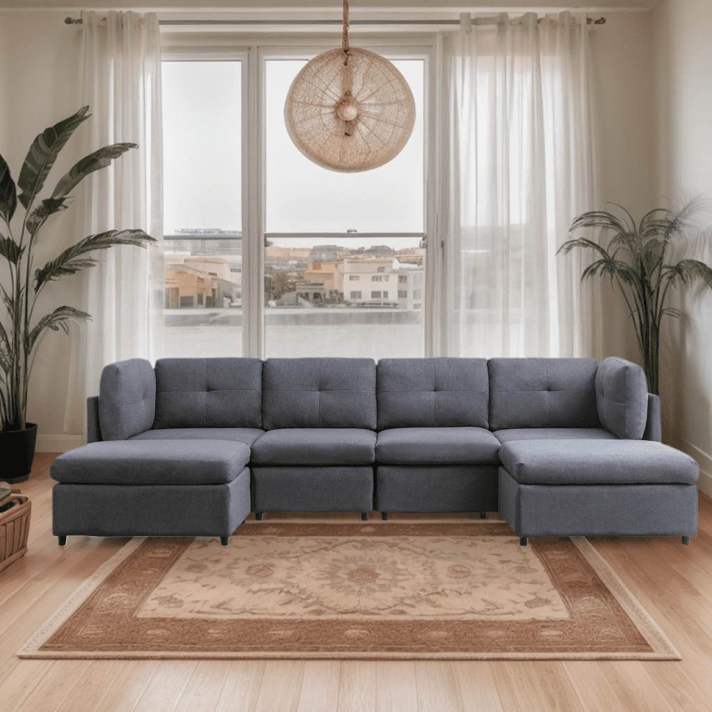 Puremind U Shaped Sectional Couch for Living Room, 6 Seater Sofa ...