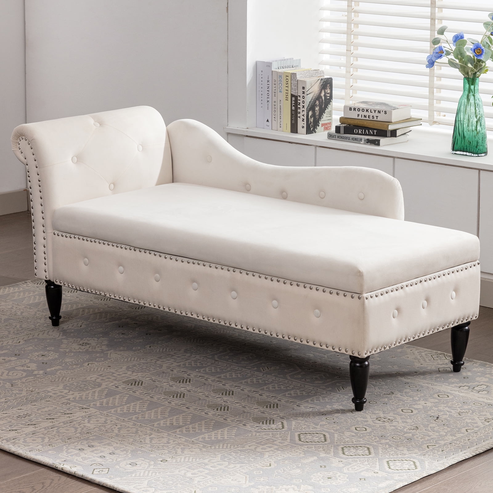 Puremind Velvet Bedroom Chaise Lounge Chair, Upholstered Sleeper with ...