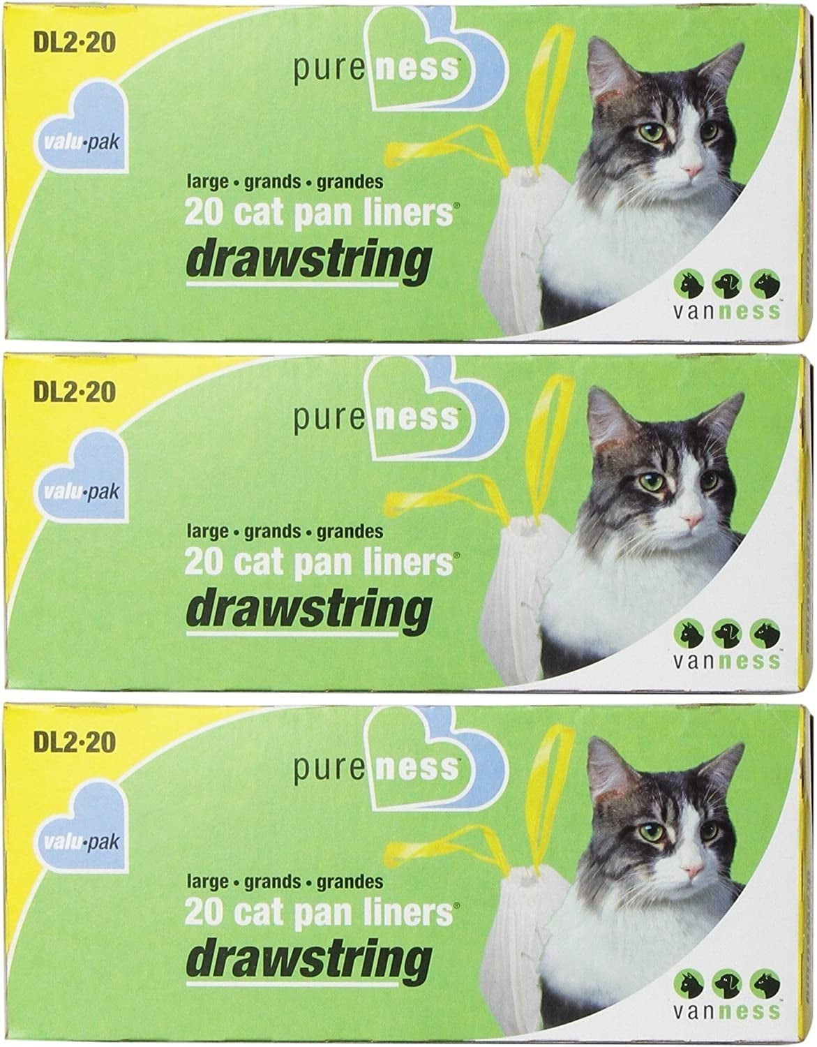 Pureness Large Drawstring Valu-Pak Cat Pan Liners, 20 Count (Pack of 3 ...