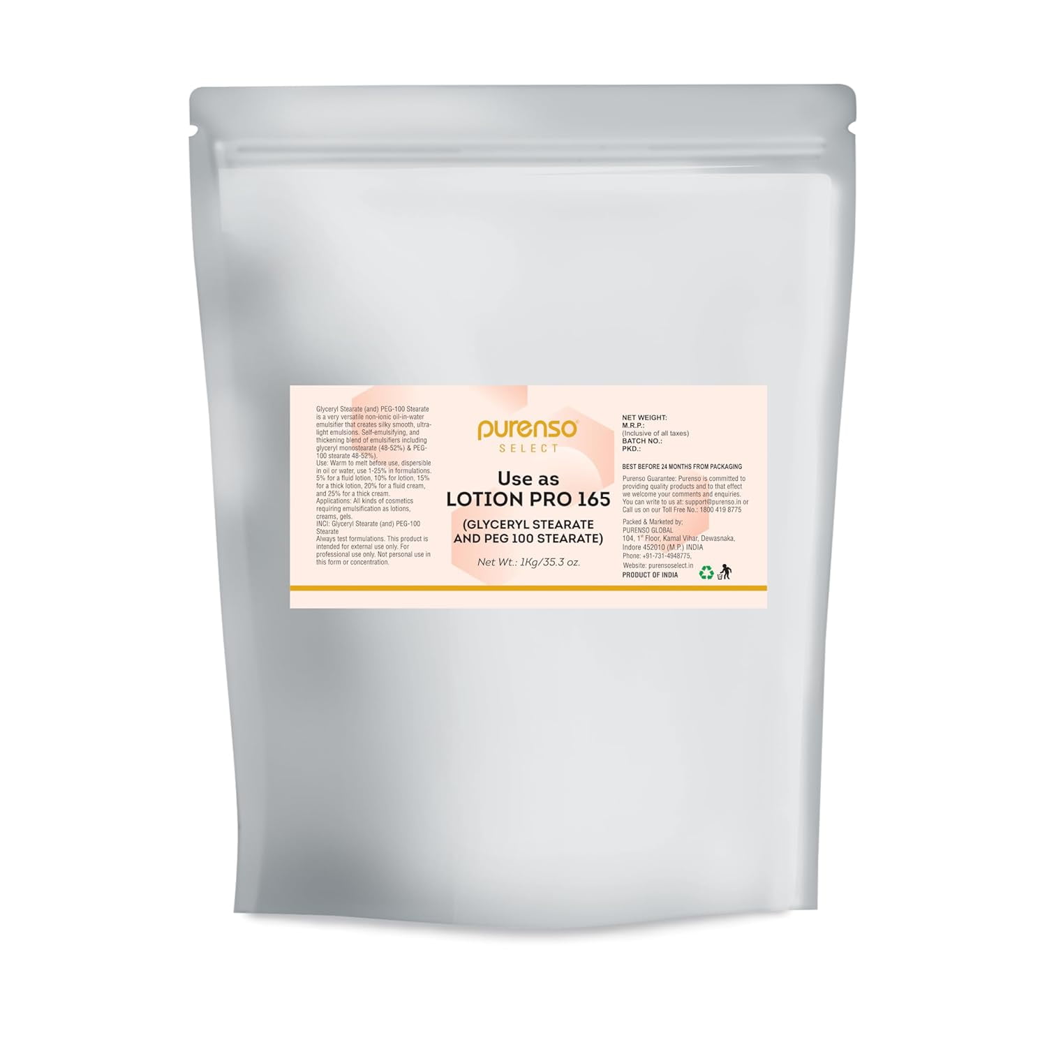 Purenso Select Glyceryl Stearate and PEG 100 Stearate Lotion Pro 165 ...