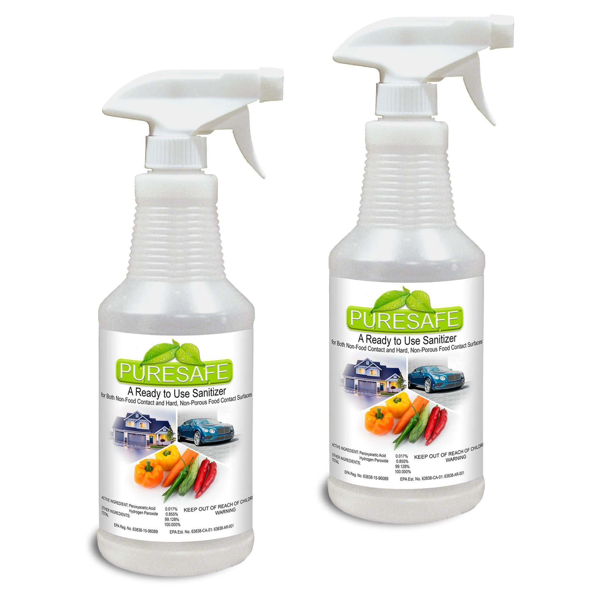 Puresafe-Antibacterial & Antiviral One Step Sanitizer -2-32oz - Walmart.com