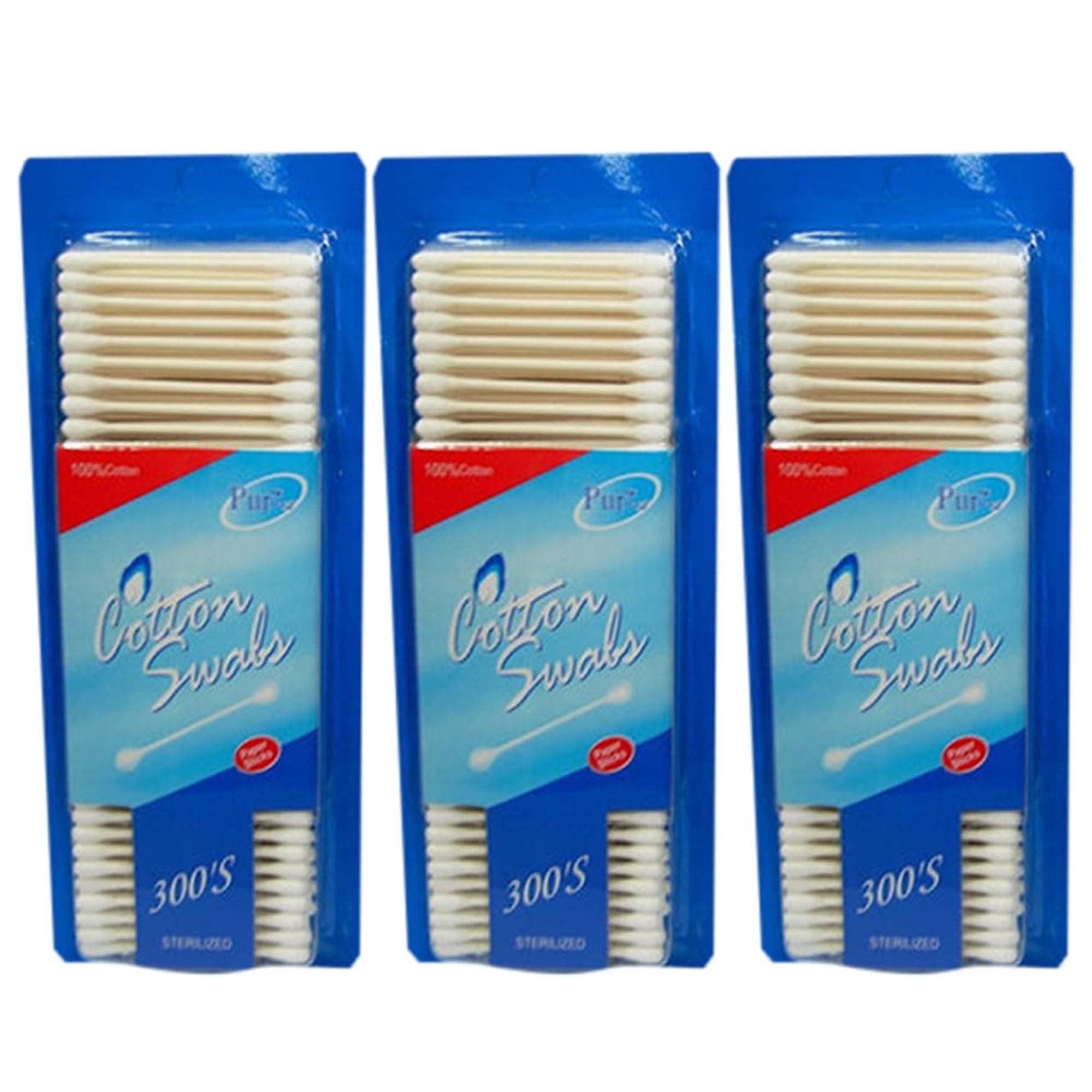 Purest Cotton Buds Groove Plastic Stick In Round Box 300's (Pack Of 3 ...