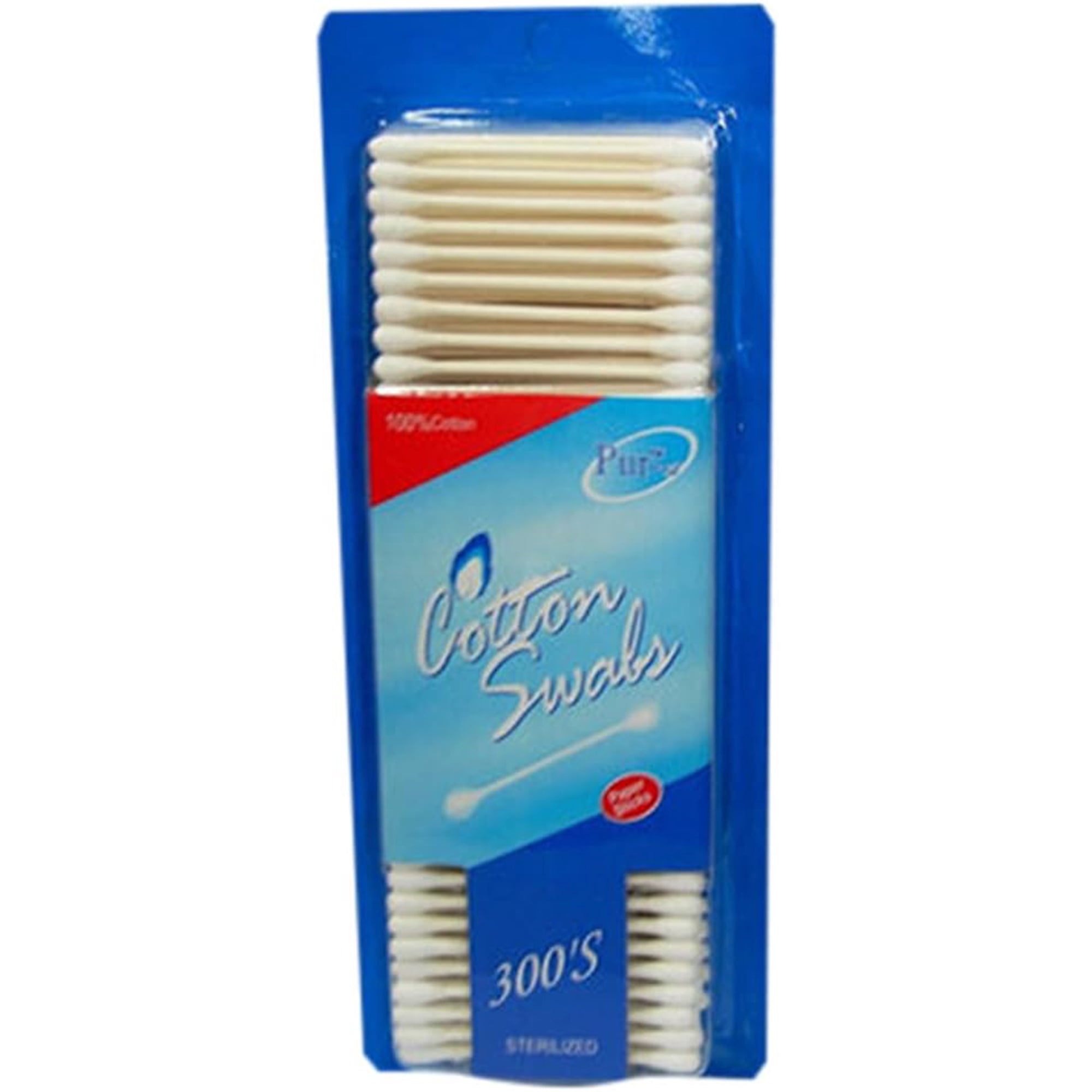 Purest Cotton Buds Groove Plastic Stick In Round Box 300's - Walmart.com