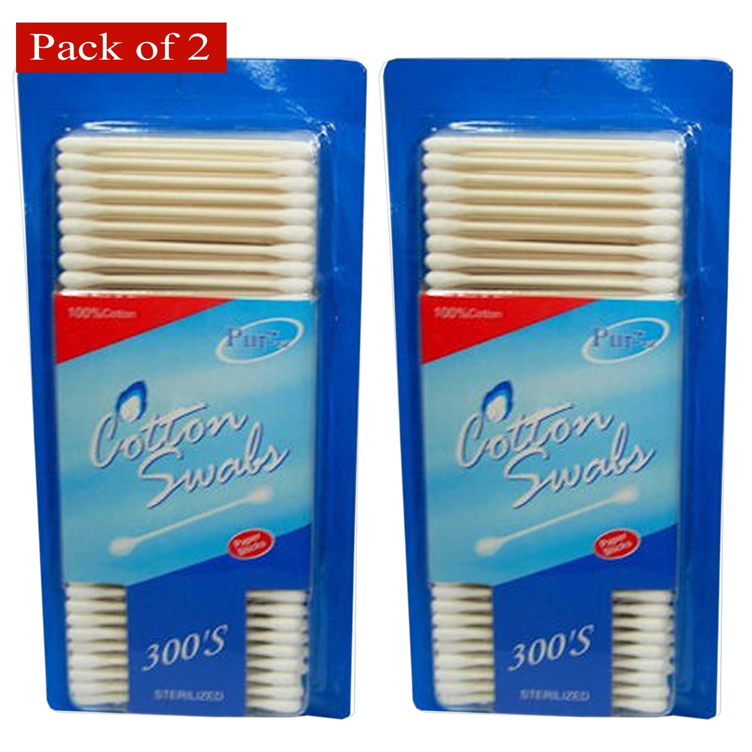 Purest Cotton Swab Paper Sticks 300s (Pack of 2) - Walmart.com