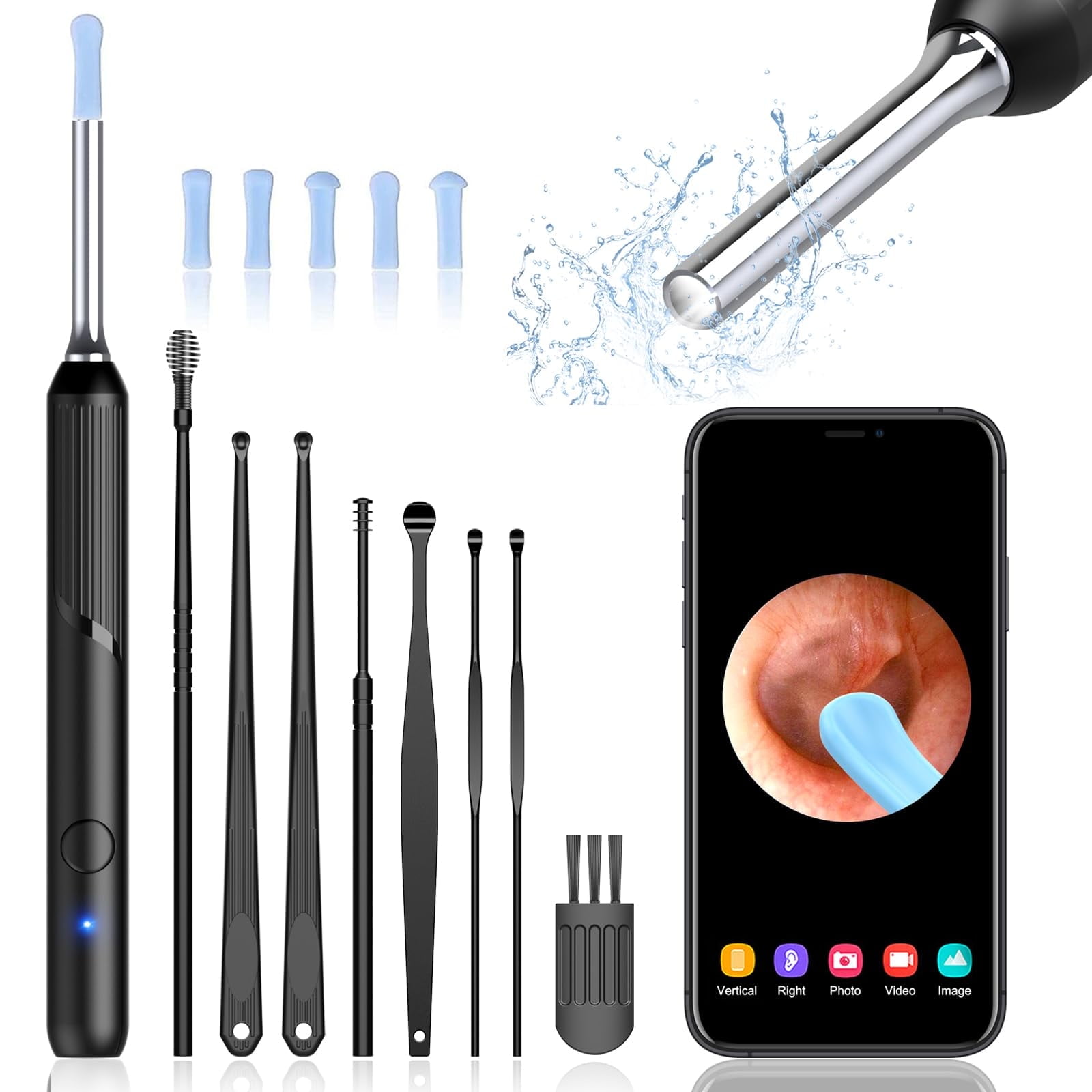 Purevigil Ear Cleaner with HD Camera, Earwax Remover Kit, 8 Piece Set ...