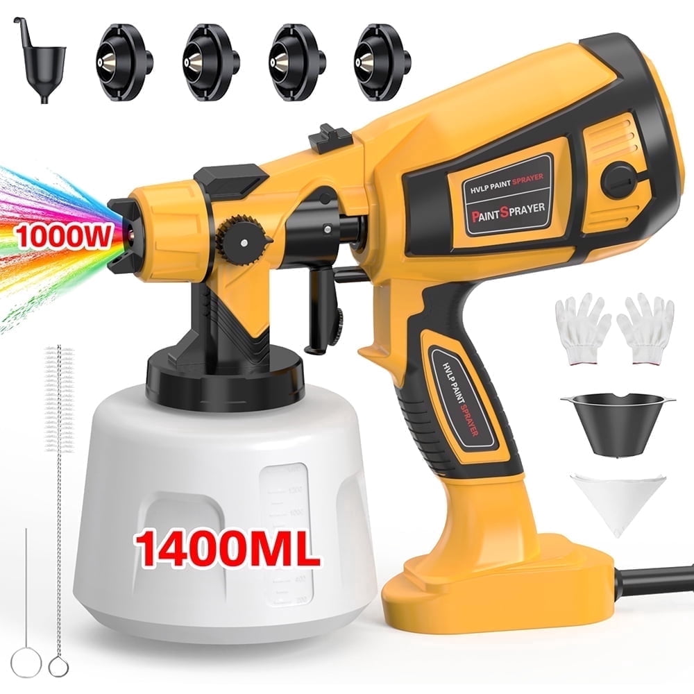 Purevigil Paint Sprayer 1000W, HVLP Spray Paint Gun, 1400ml Container ...