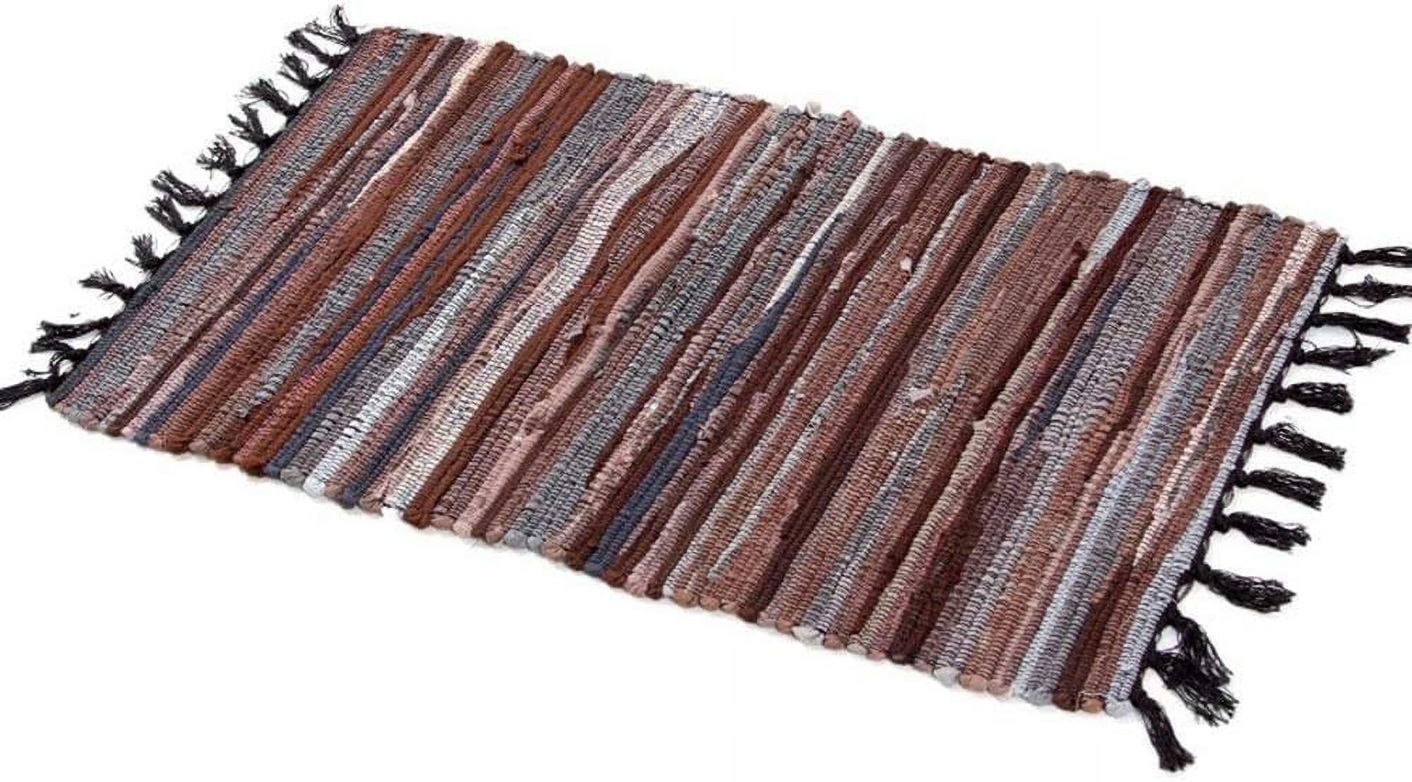 PurewH Rag Rug, Machine Washable Cotton Reversible Rag Rug Hand Woven ...