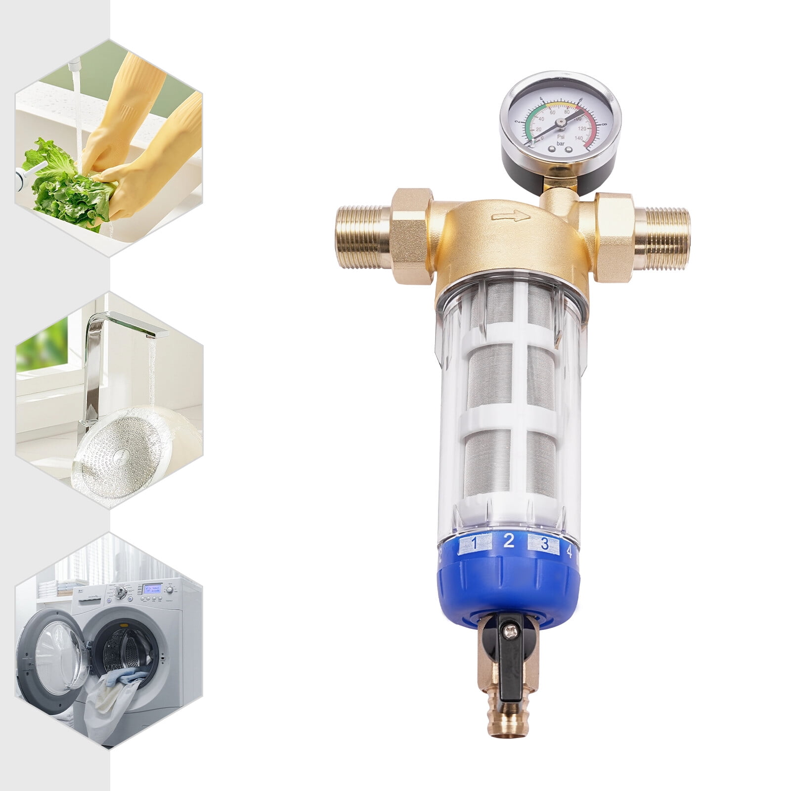 Purewater Whole House Water Pre-Filter System Reusable Spin Down ...