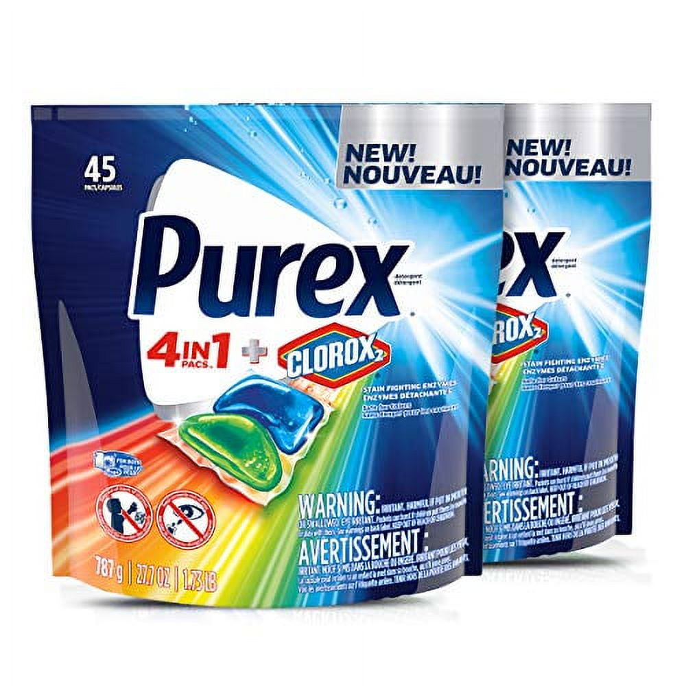 Purex 4-in-1 Laundry Detergent Pacs, Clorox2 Enzyme, Original Fresh, 90 ...