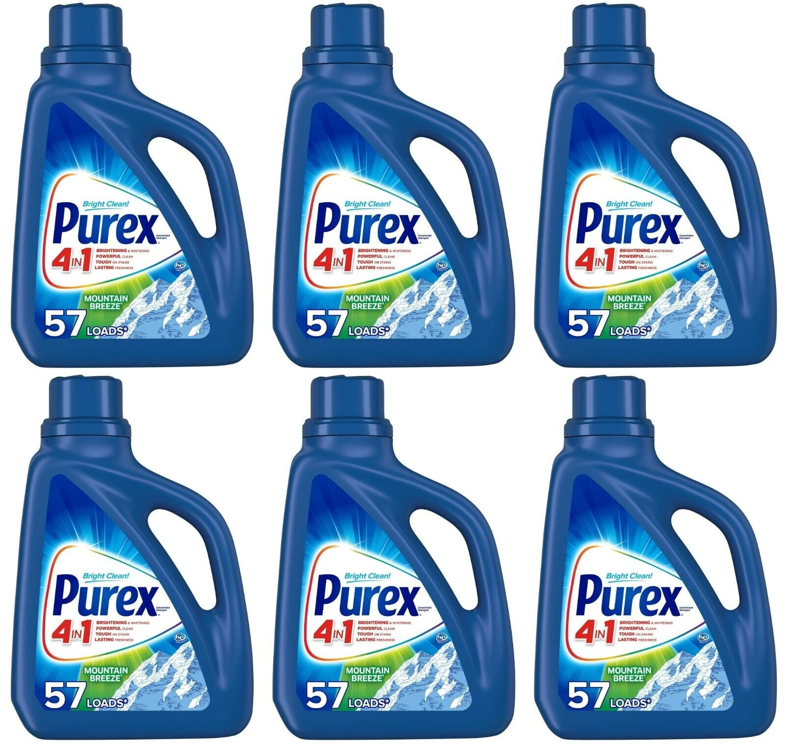 Purex Concentrate Liquid Laundry Detergent, Mountain Breeze, 75 oz, 6 ...