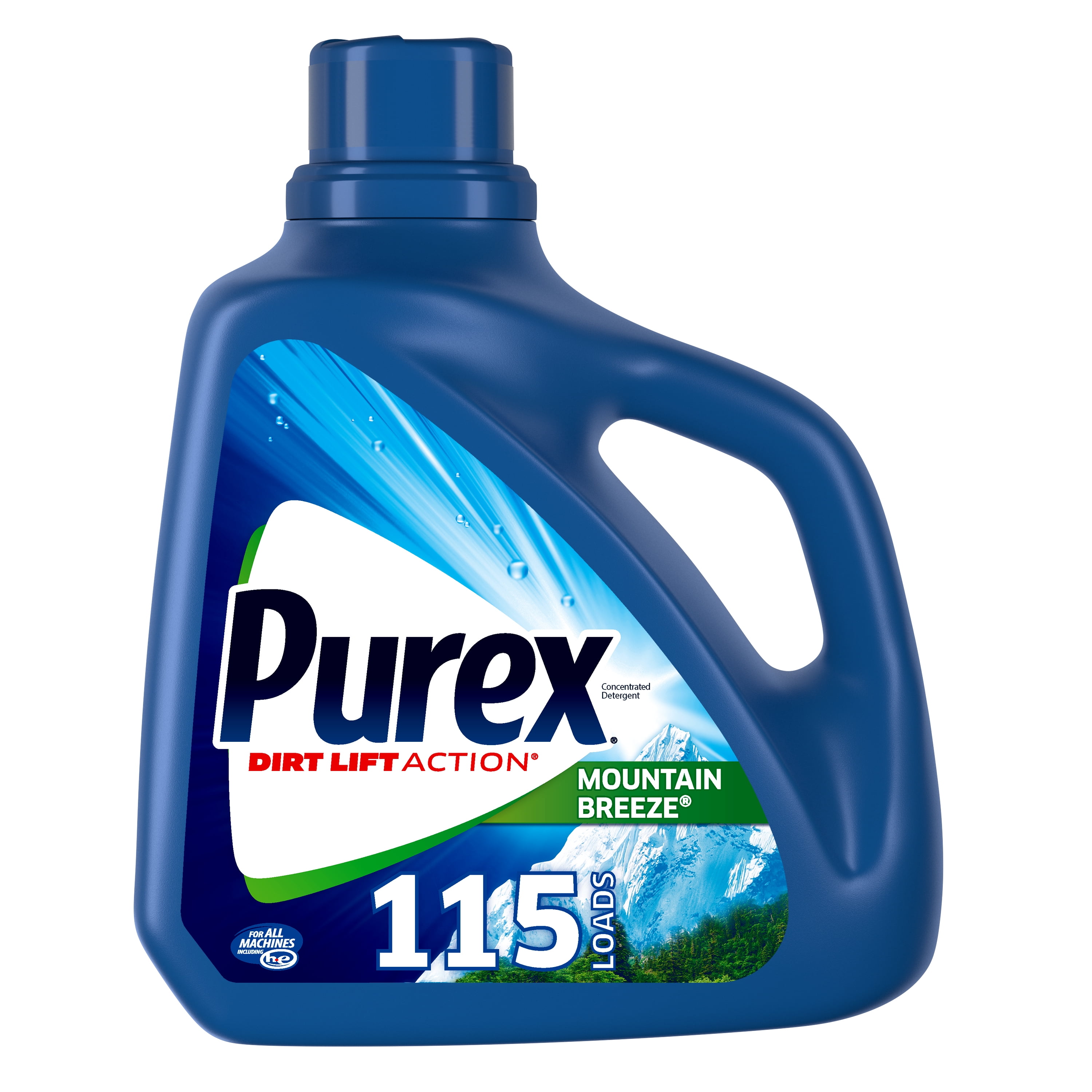 Purex Fresh Scent Liquid Laundry Detergent, Mountain Breeze, 150oz, 115 ...
