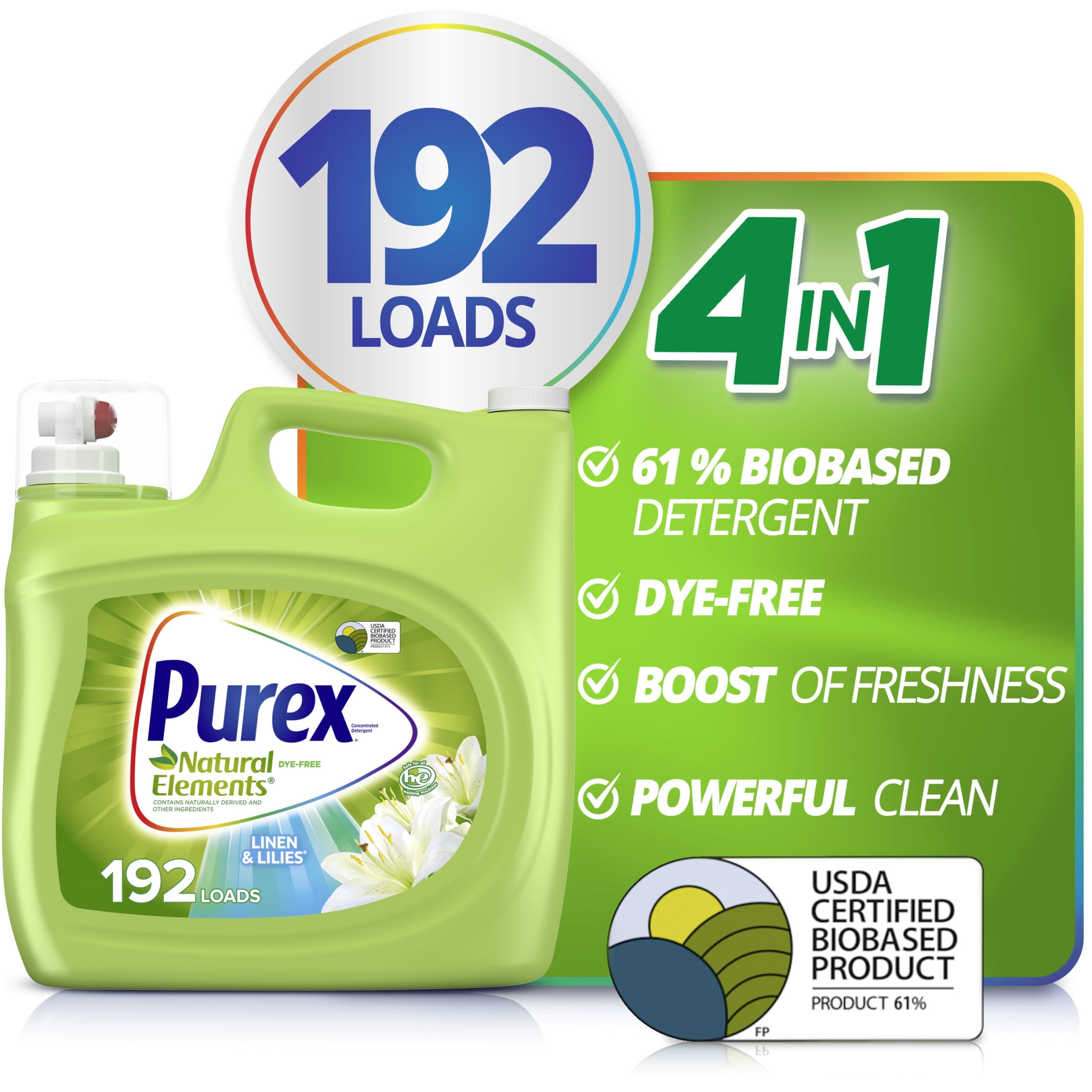 Purex Natural Elements Liquid Laundry Detergent, Linen & Lilies, 250 fl ...