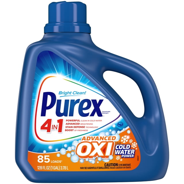 Purex 4in1 Plus OXI Liquid Laundry Detergent, 128oz, 85 Loads, Stain ...
