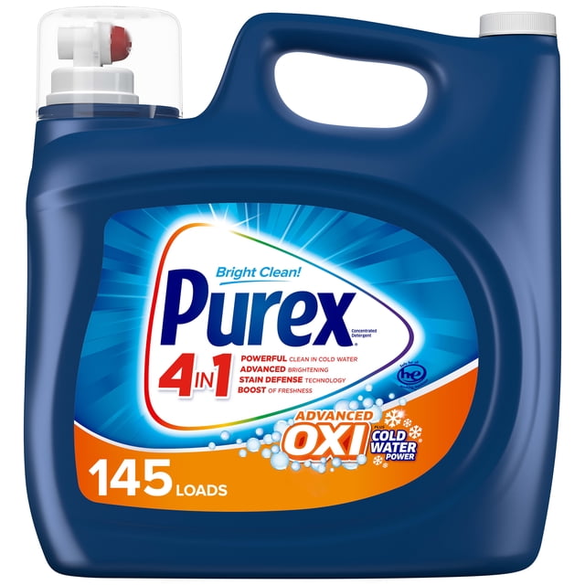 Purex Liquid Laundry Detergent Plus OXI, 218 fl oz, 145 Wash Loads ...