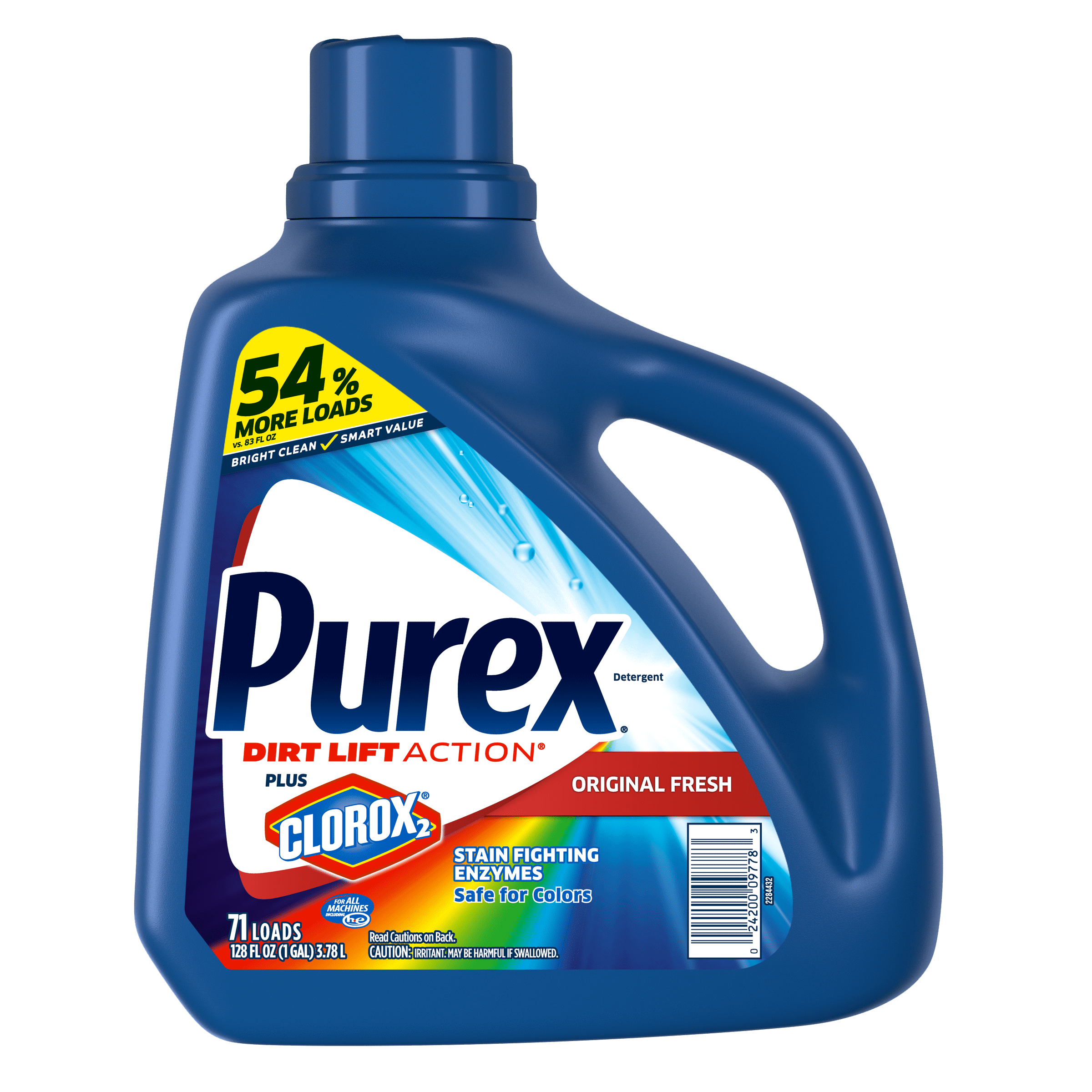 Purex Liquid Laundry Detergent plus Clorox 2, Original Fresh, 128 Fluid ...