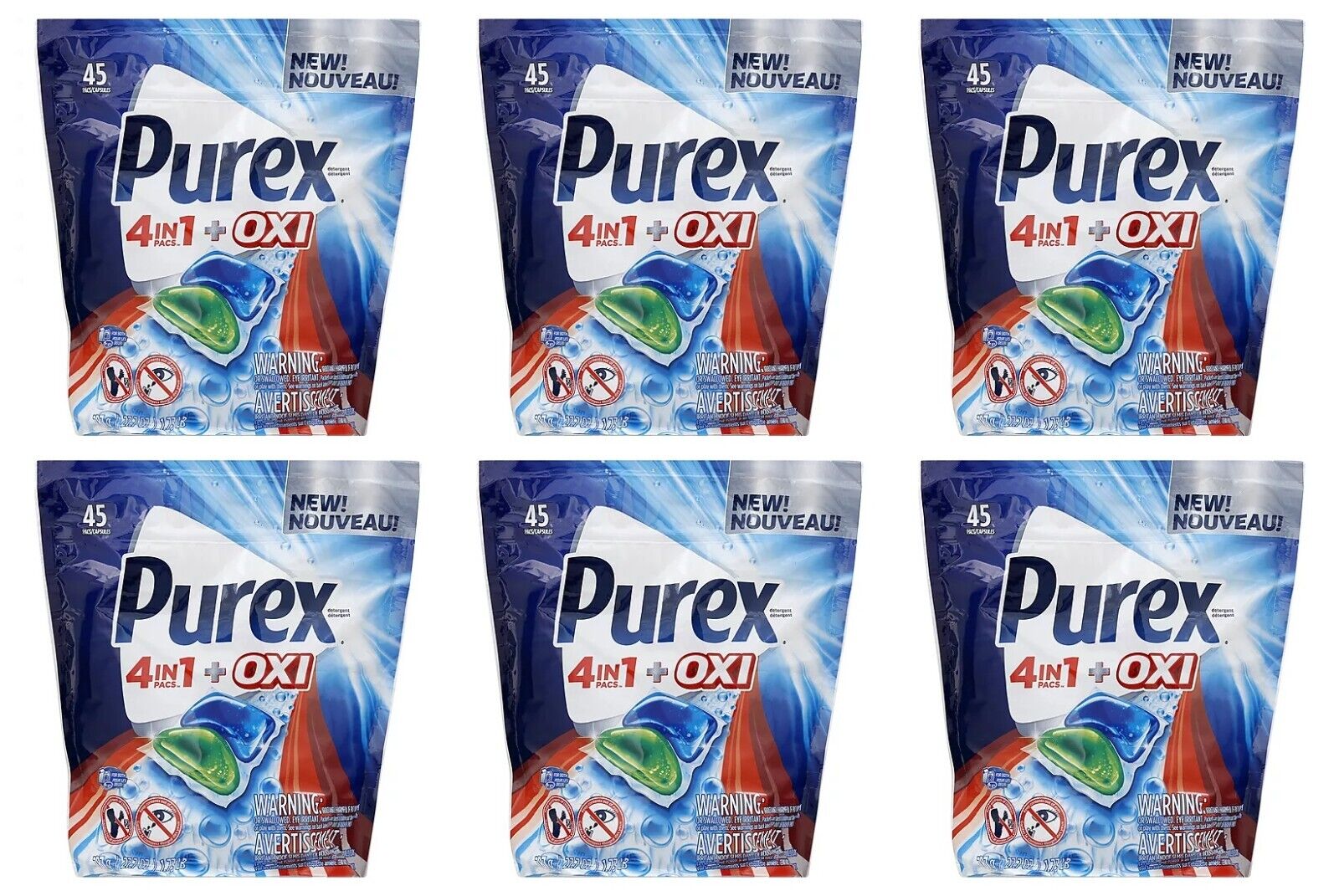 Purex Pods Liquid Laundry Detergent Pacs OxiClean 4-IN-1 Power Paks ...