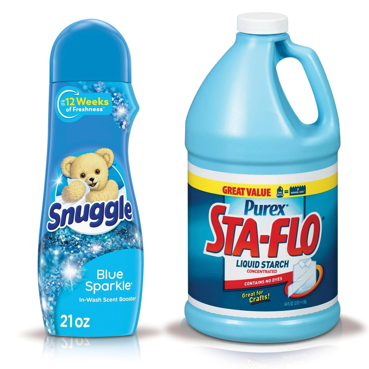 Purex Sta-Flo Liquid Starch, 64 oz & Snuggle Crystals Blue Sparkle, 21 ...