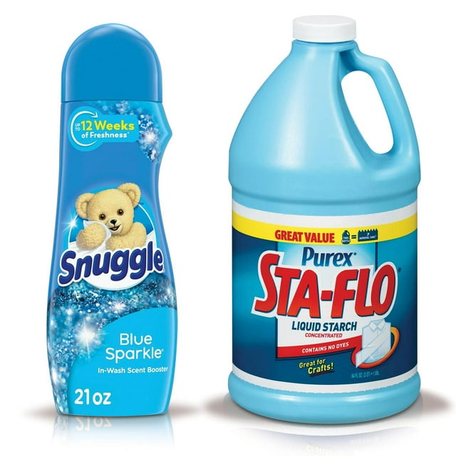 Purex Sta-Flo Liquid Starch, 64 oz & Snuggle Crystals Blue Sparkle, 21 ...