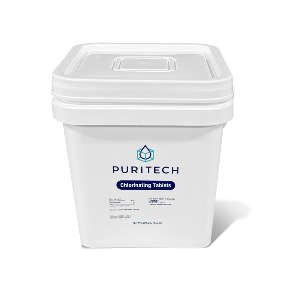 Puri Tech 3" Chlorine Tablets for Pools – 20 lb Individually Wrapped ...
