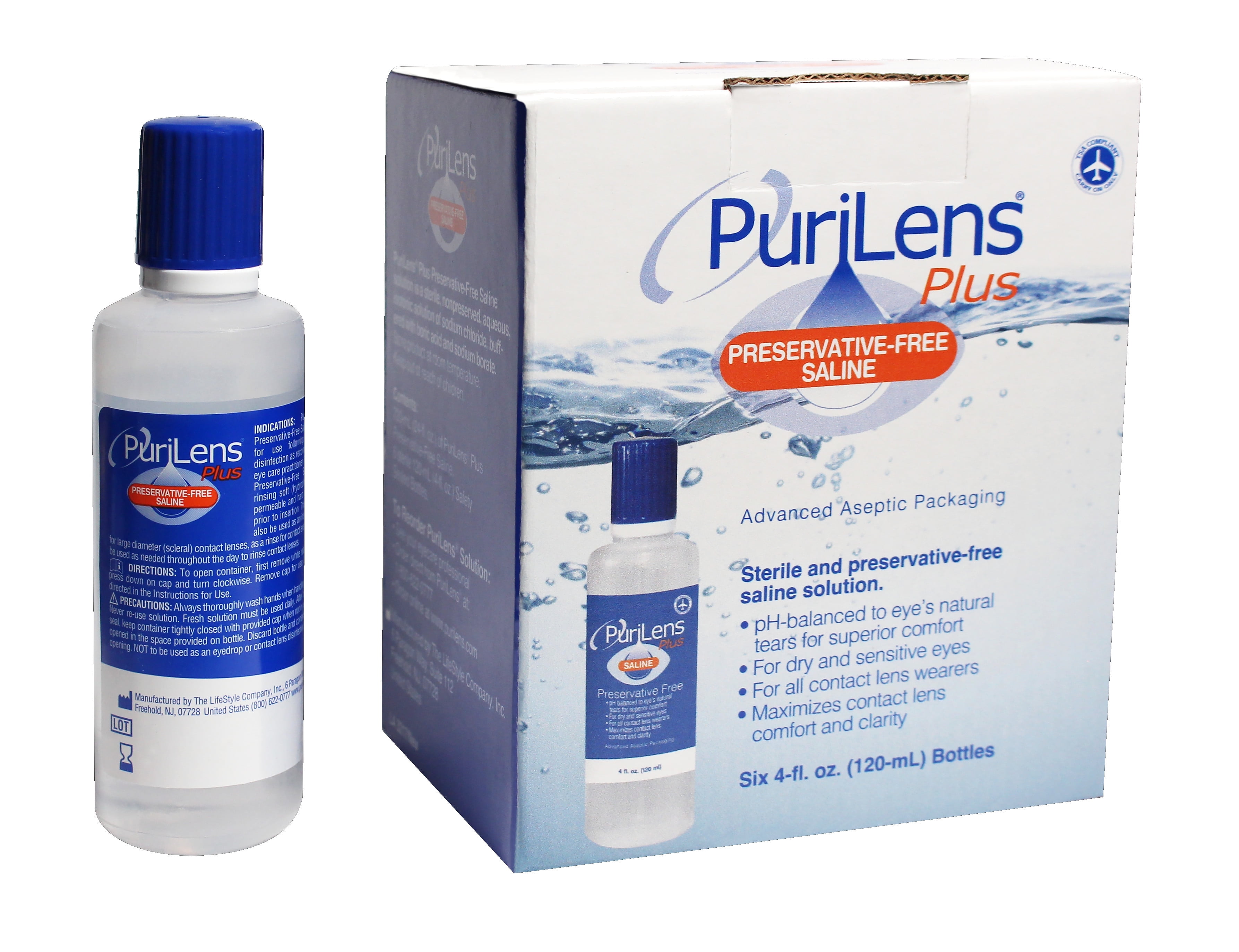 PuriLens Plus Preservative Free Saline 6 Pack 4 oz. Bottles - Walmart.com