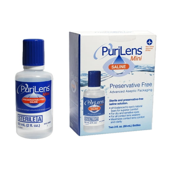 PuriLens Preservative Free Saline 2 Pack 2 oz. Bottles HSA/FSA Eligible ...