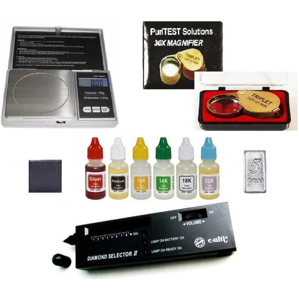 PuriTest Gold Silver Platinum Test Acids with Diamond Tester, Digital ...