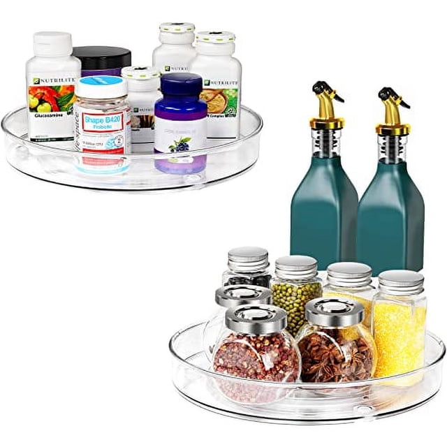 Puricon 2 Pack Lazy Susan Clear Organizer for Cabinet Pantry Storage ...