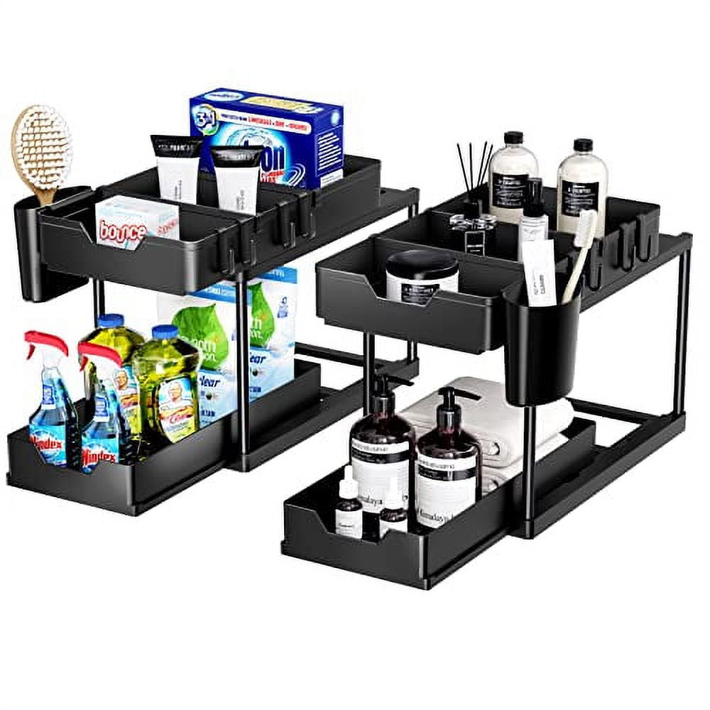 Puricon 2 Pack Under Sink Organizers And Multi Purpose 2 Tier Double