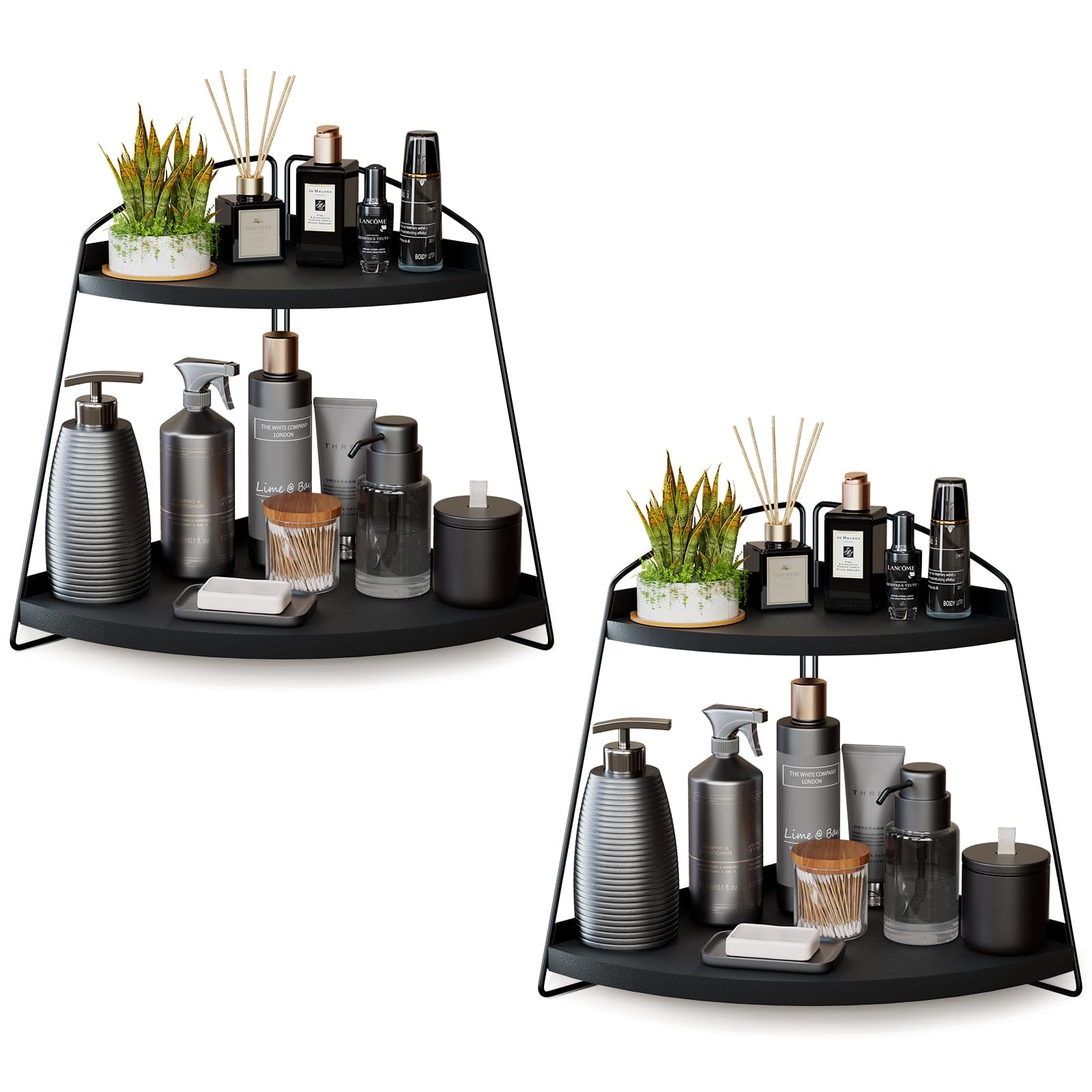 Puricon Corner Bathroom Counter Organizer, 2-Tier Wood Countertop ...