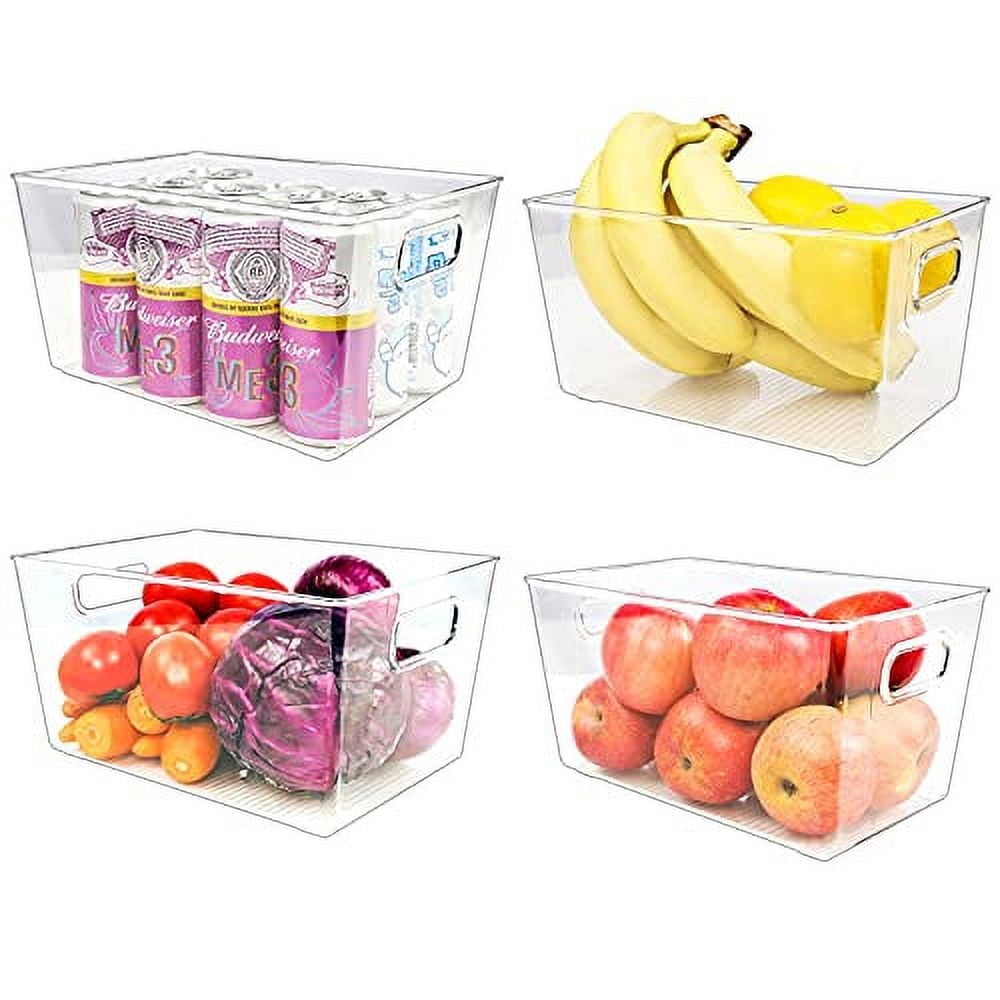 Puricon 4-Piece Refrigerator Organizer Bins, Clear Plastic Food Storage ...