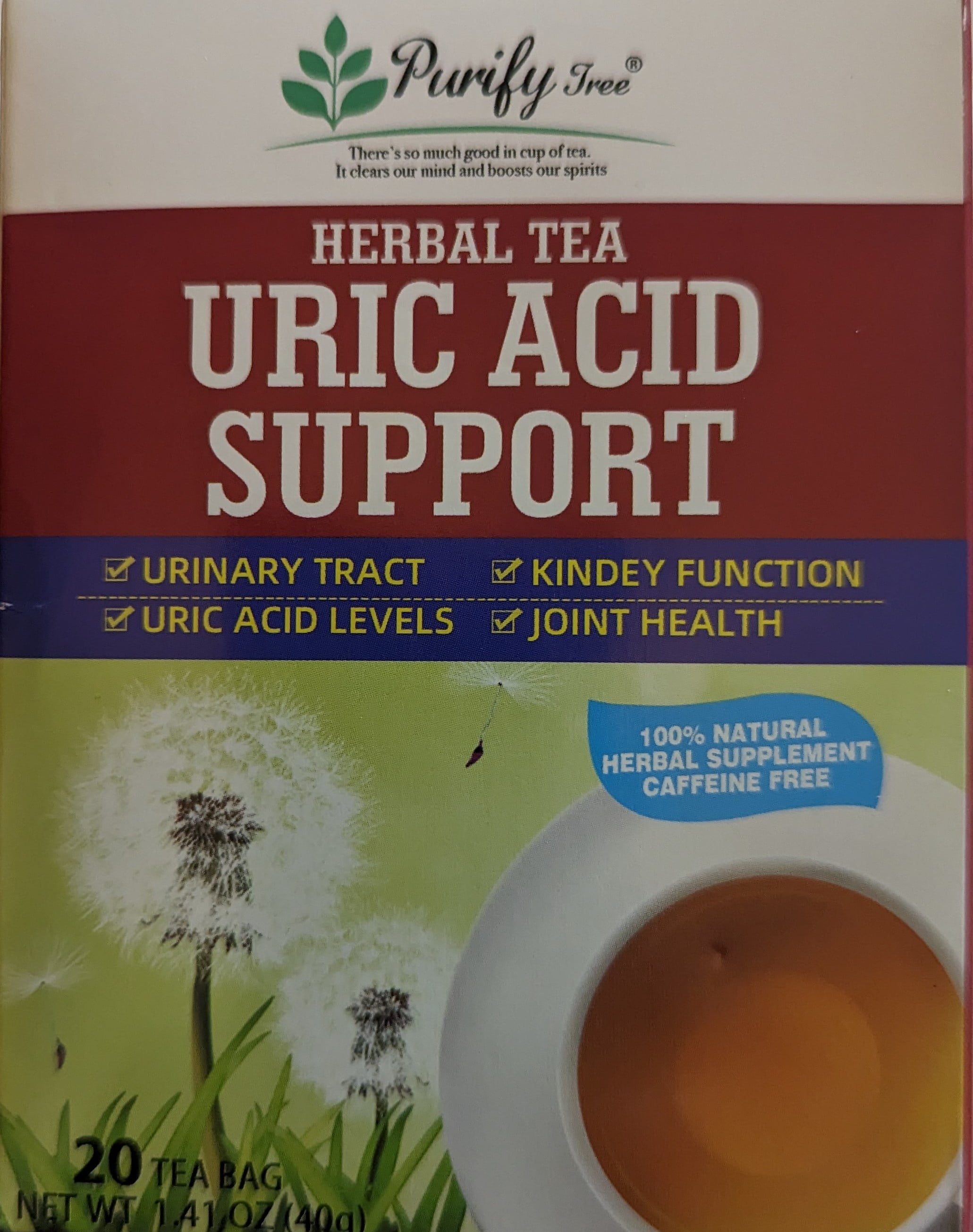 Purify Tree KIDNEY FUNCTON & URINARY TRACT CARE (Uric Acid Support Tea ...