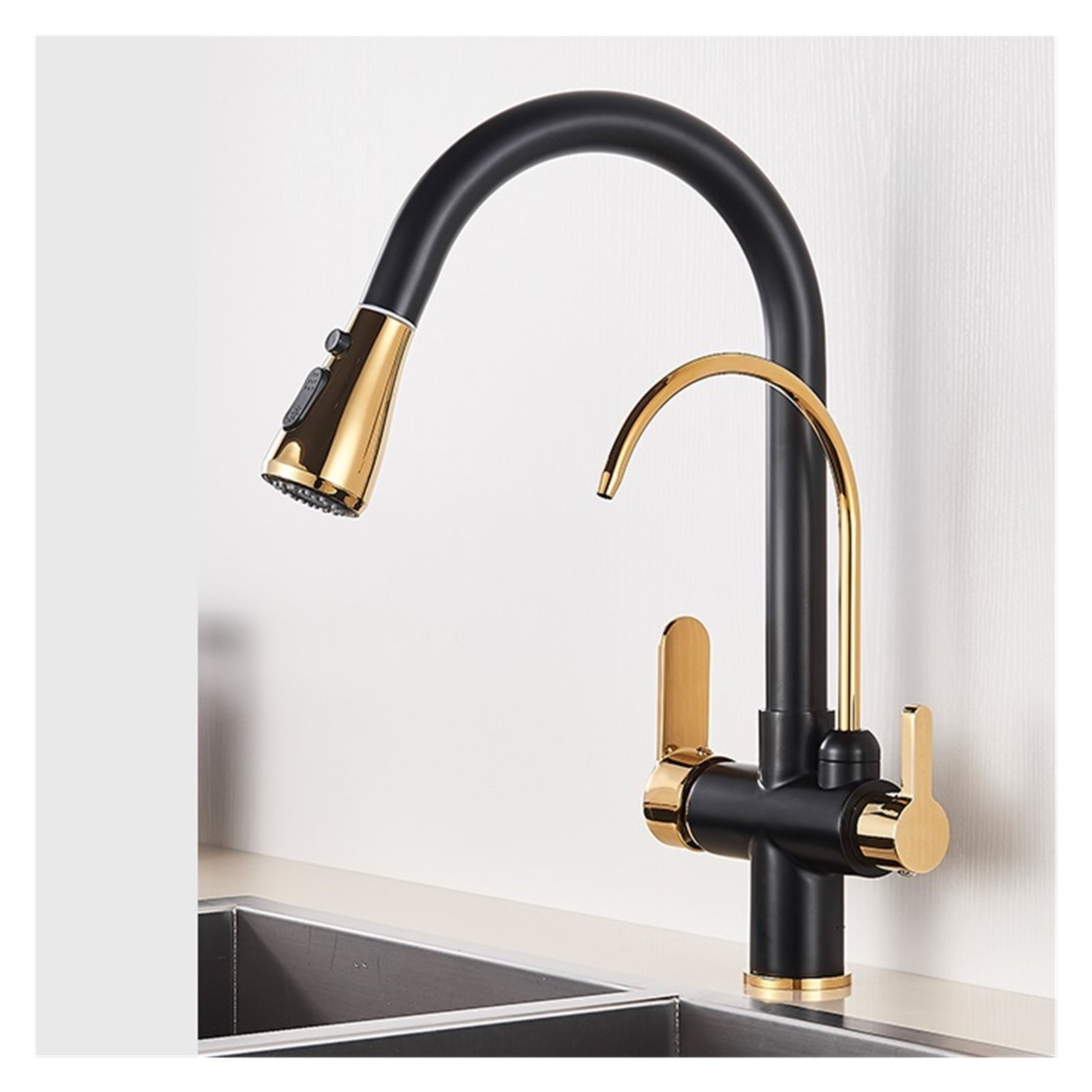 Purifying kitchen faucet 360 degree rotating filter sink hot and cold ...