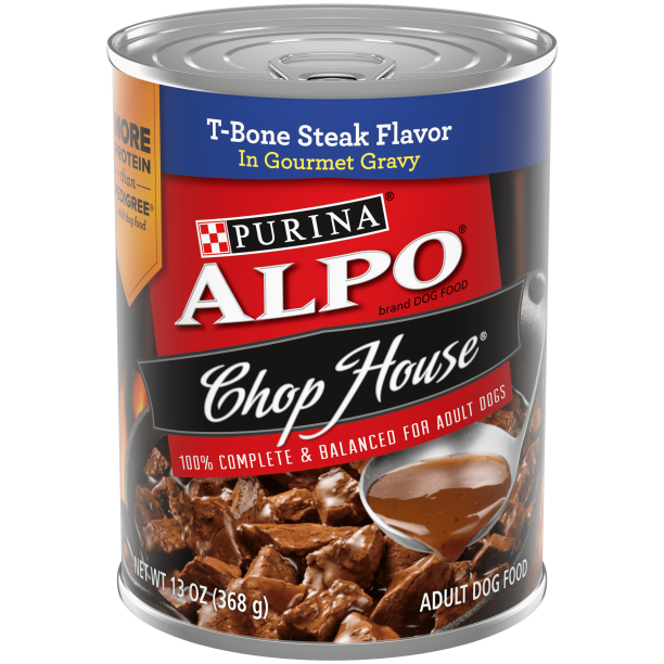 Purina ALPO Gravy Wet Dog Food, Chop House T-Bone Steak Flavor, 13 oz ...