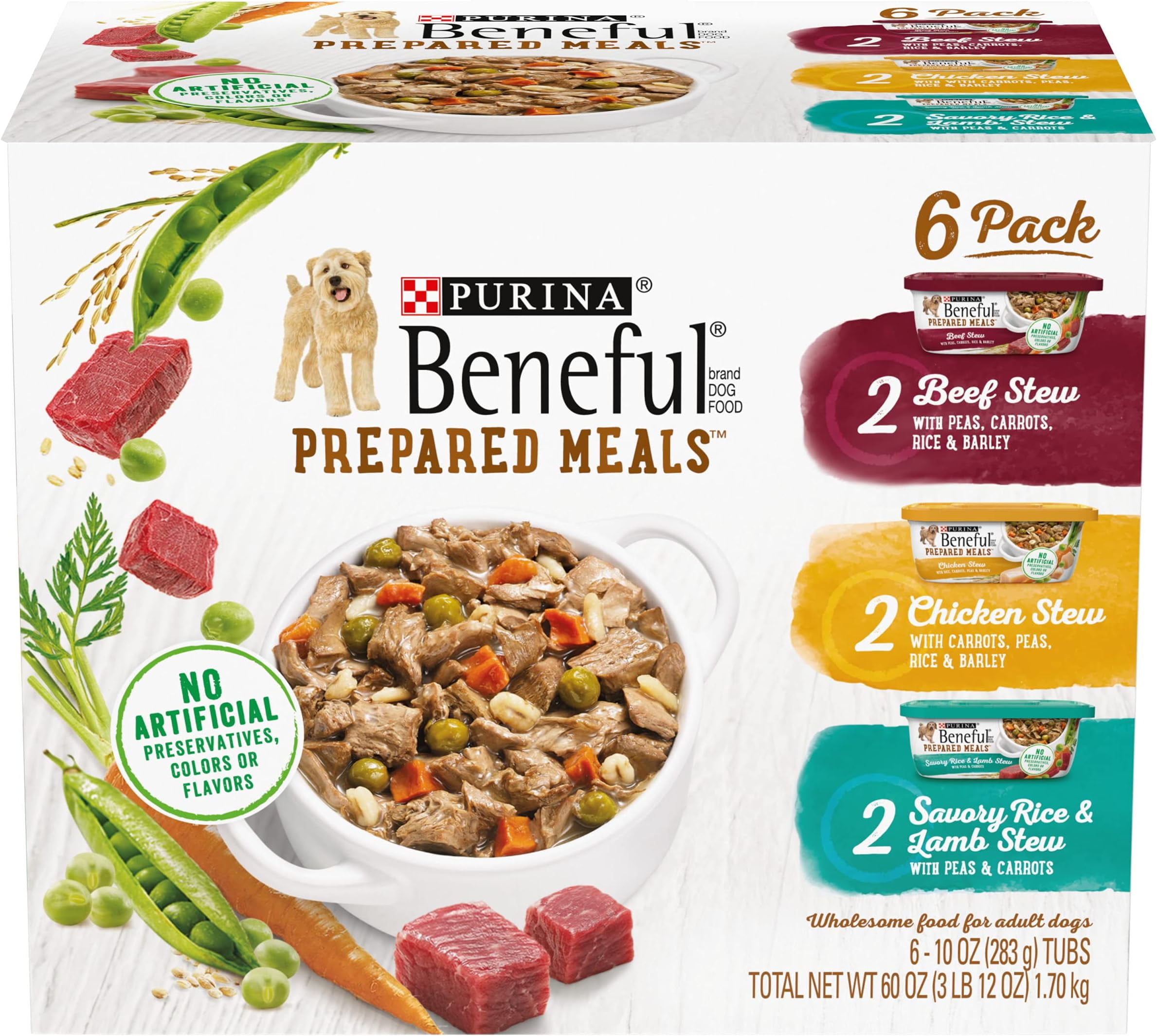 Purina Beneful High Protein, Gravy Wet Dog Food Variety Pack, Prepared Meals Stew - (Pack of 6 ...