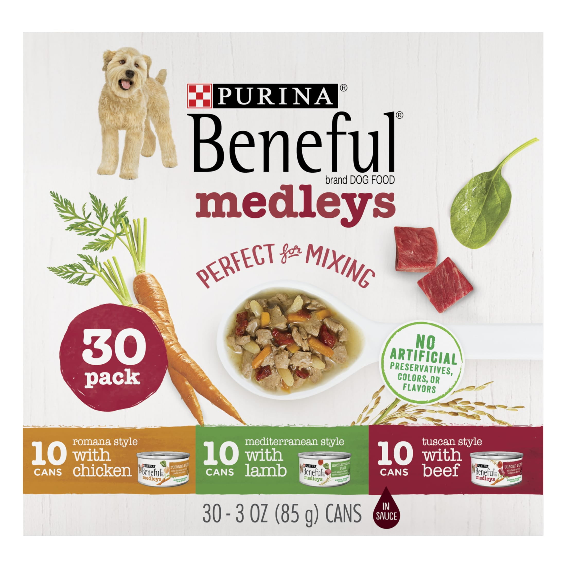 Purina Beneful Medleys Wet Dog Food Variety Pack, Chicken, Lamb, Beef ...