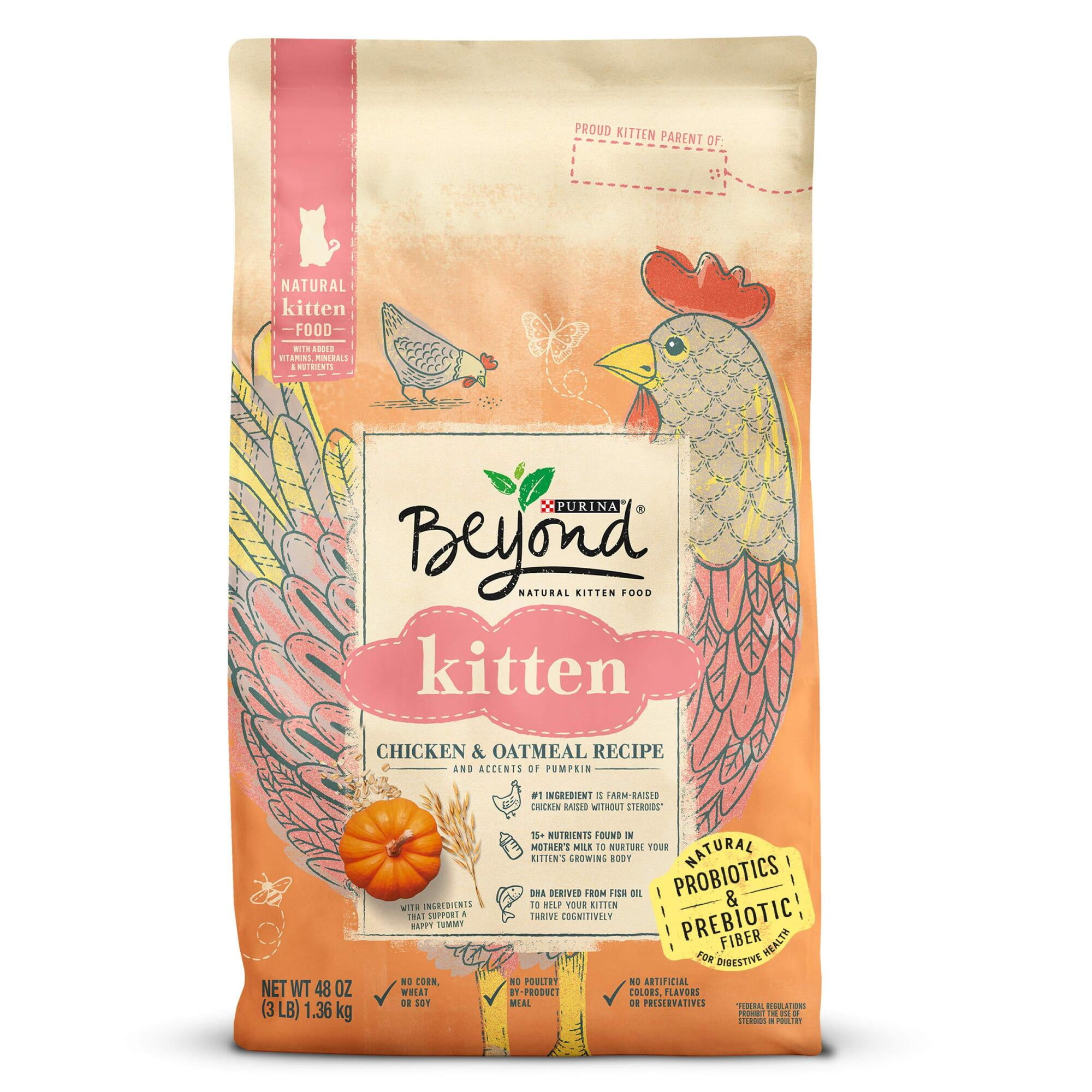 Purina Beyond Chicken & Oatmeal Recipe Dry Kitten Food, 3-lb Bag (Pack ...