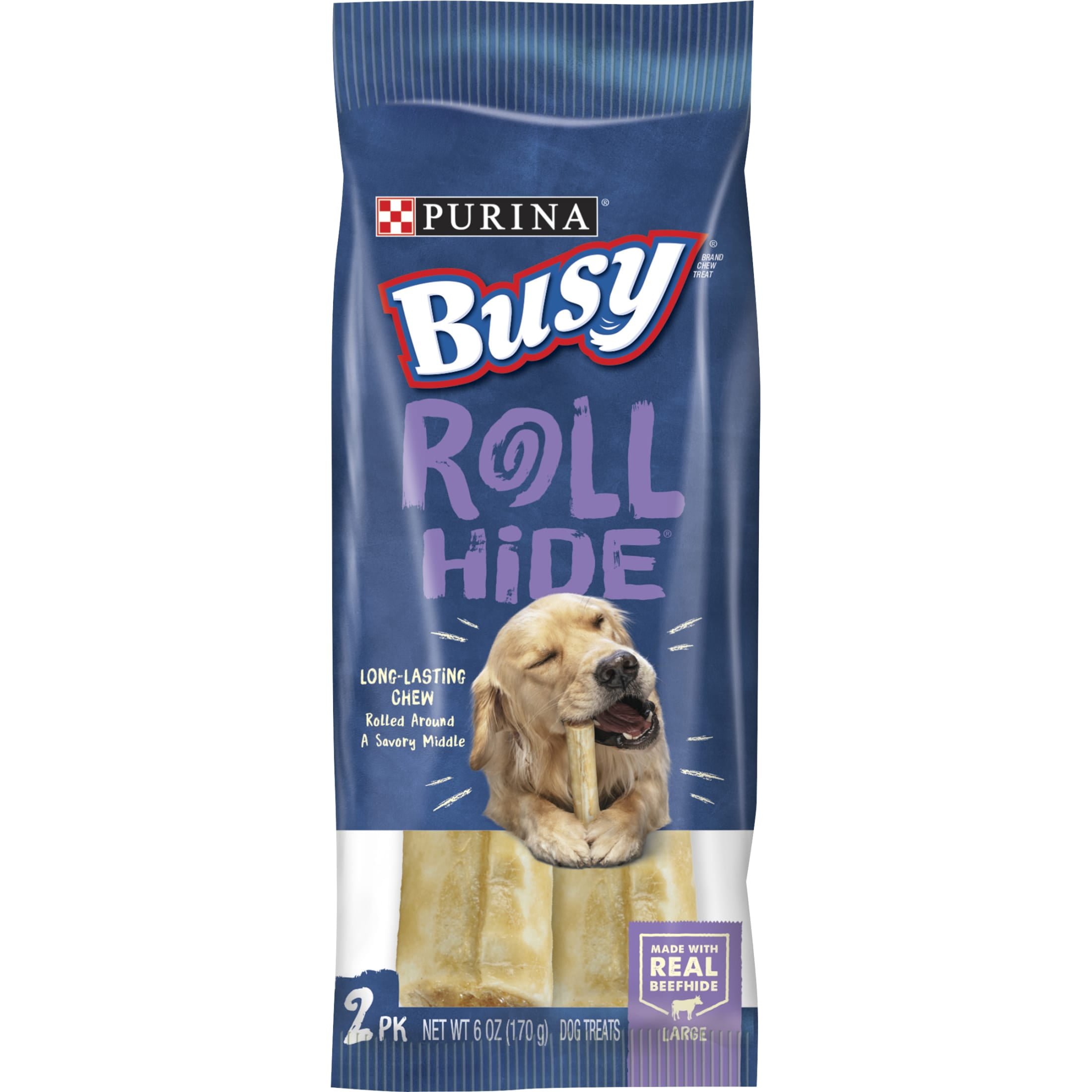 Purina Busy Rollhide Large Breed Dog Bones, Long-Lasting Chew Rawhide ...